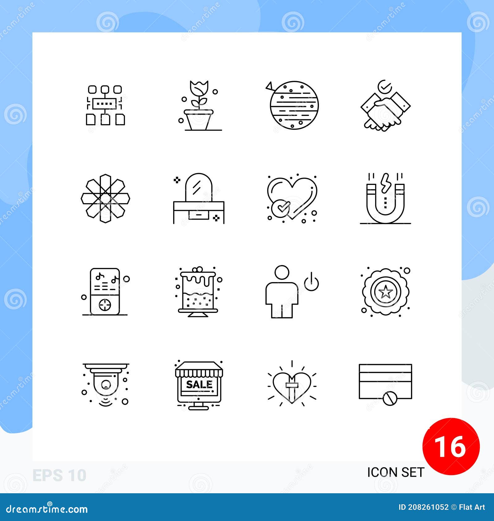 Set of 16 Commercial Outlines Pack for Design, Work, Moon, Themes ...