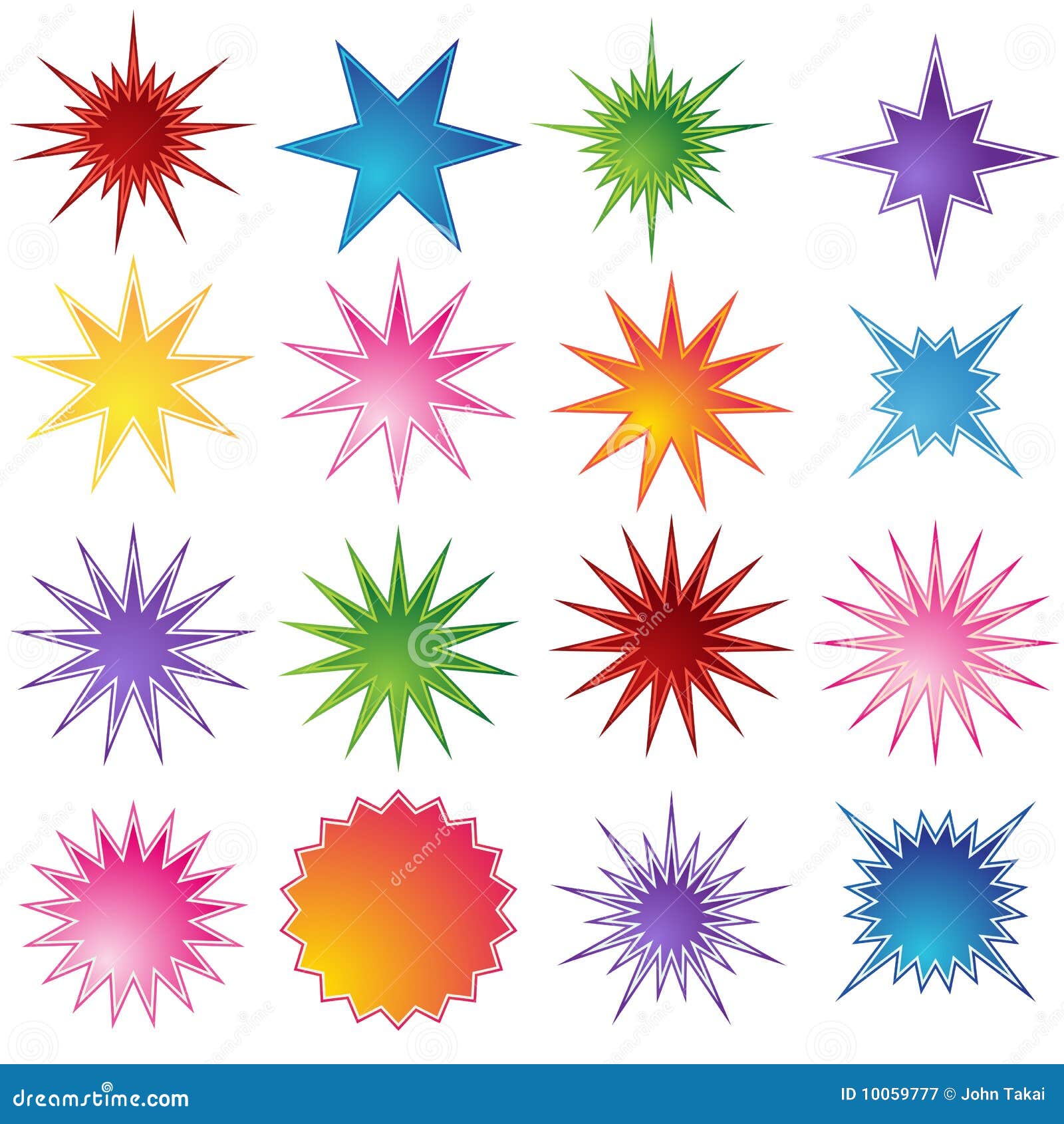 Set of 16 Starburst Shapes stock vector. Illustration of collection ...
