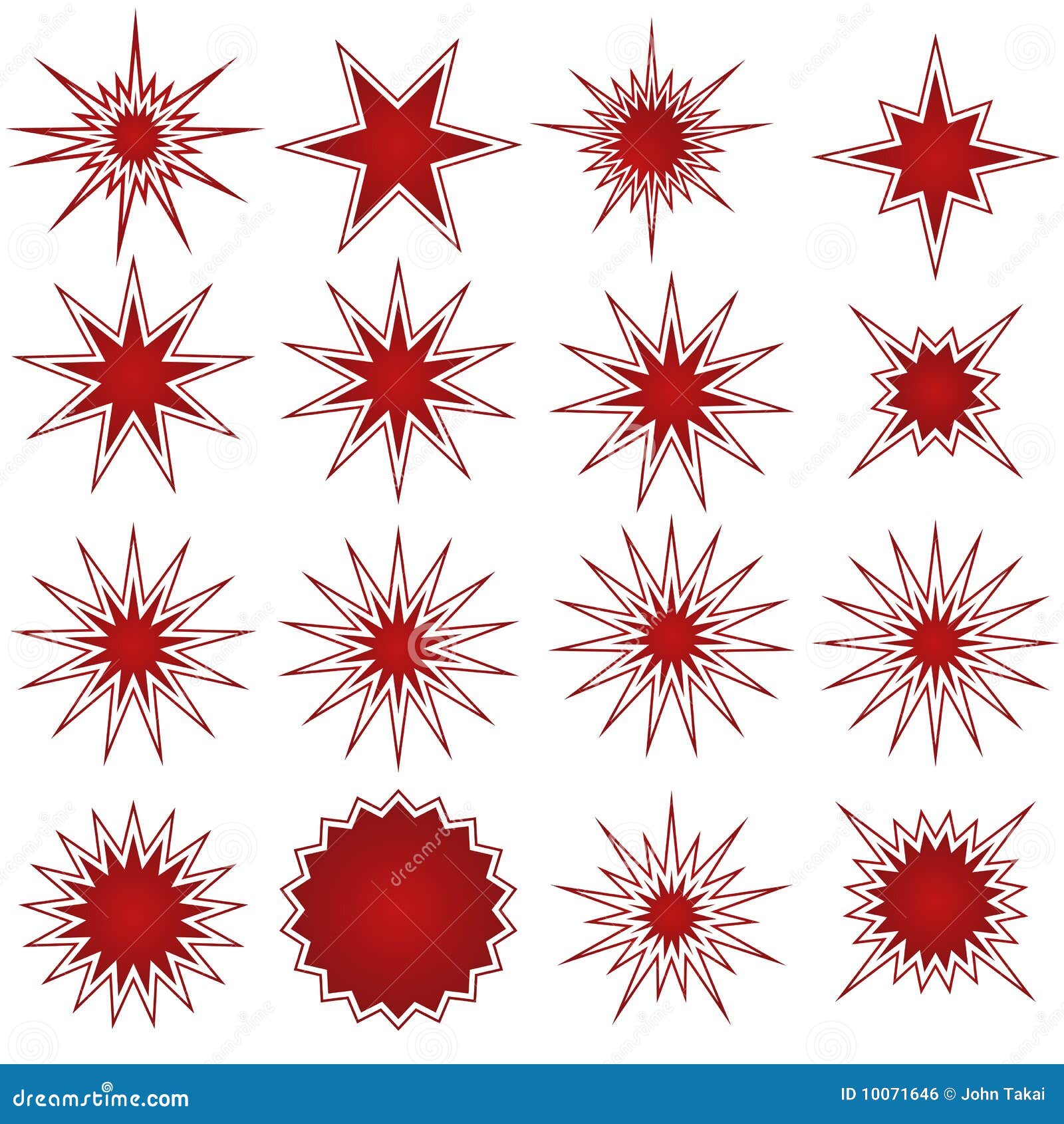 Different Starburst / Sunburst Badges, Shapes In 4 Color Vector ...