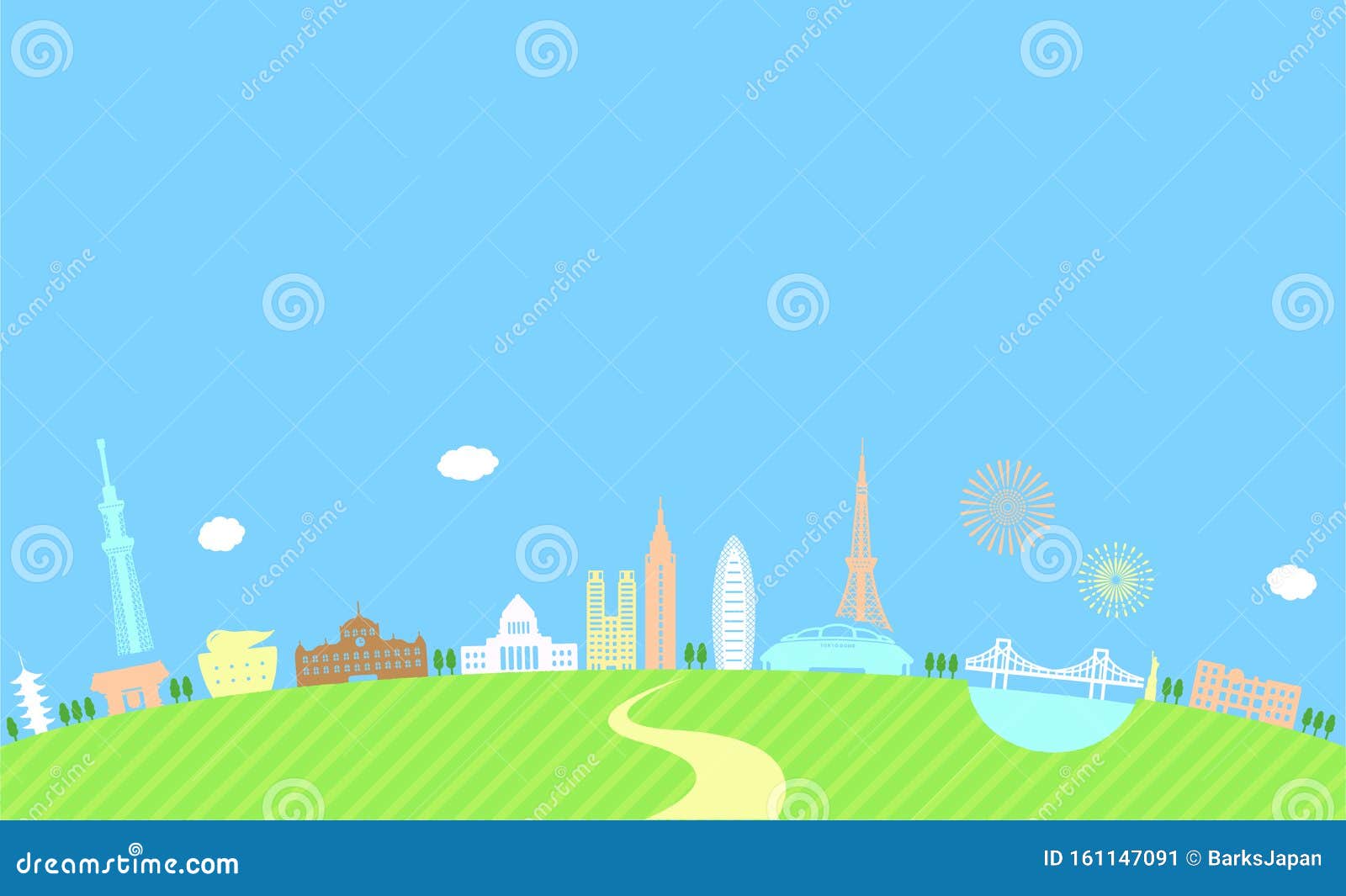 Tokyo Landscape Colorful Illustration Stock Vector - Illustration of ...