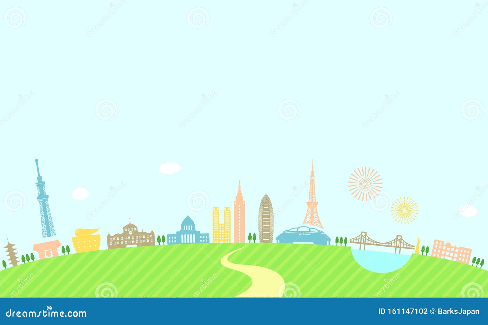 Tokyo Landscape Colorful Illustration Stock Vector - Illustration of ...
