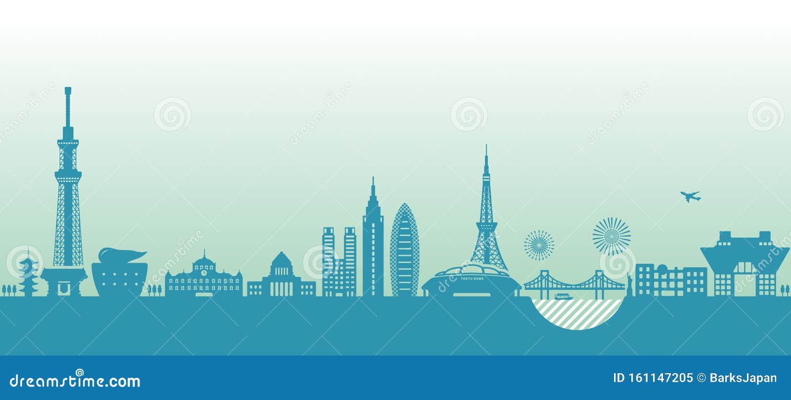 Tokyo Landscape Vector Illustration / Blue | CartoonDealer.com #161147205