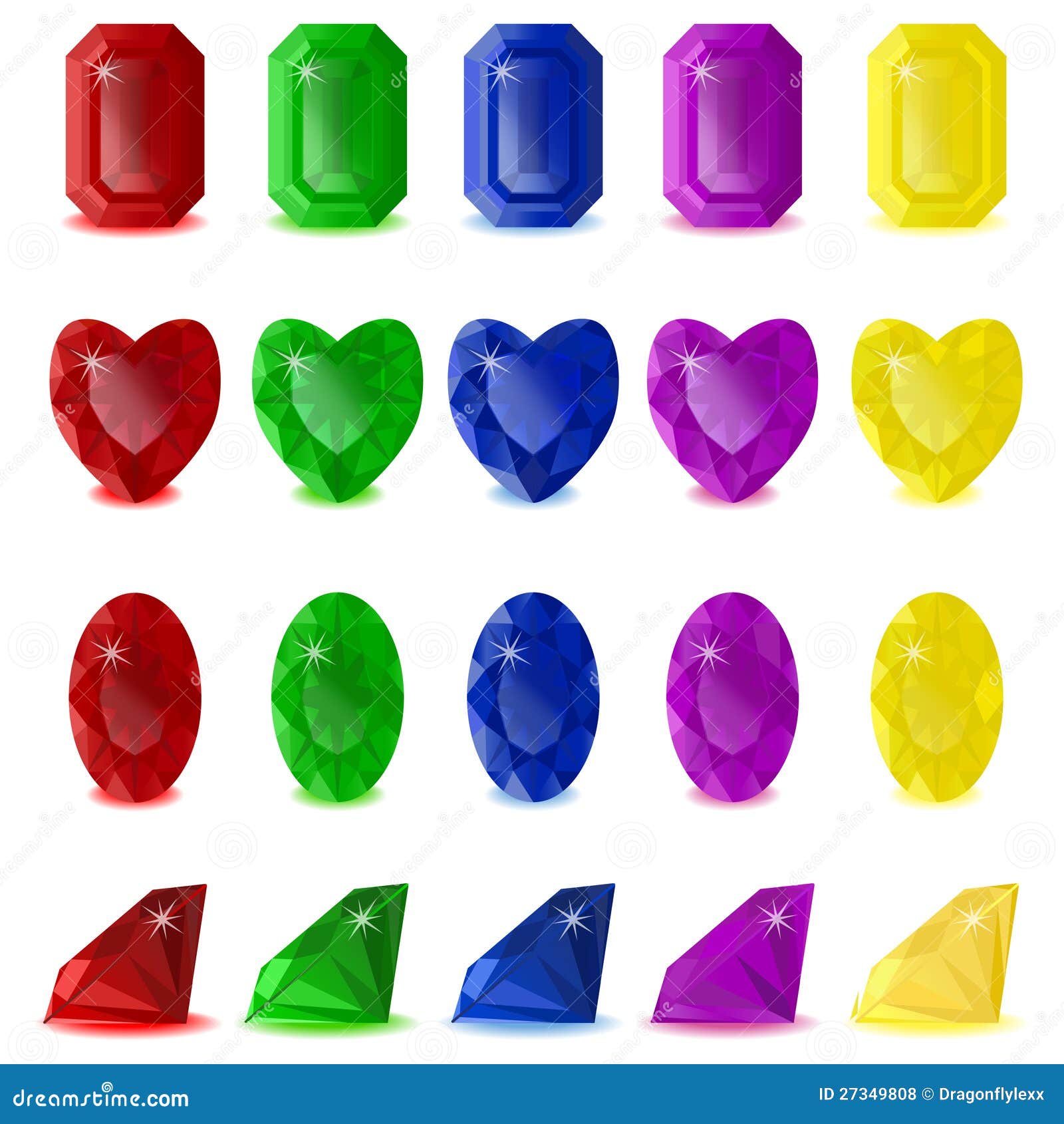 Set 2 of Precious Color Stones Stock Illustration - Illustration of ...