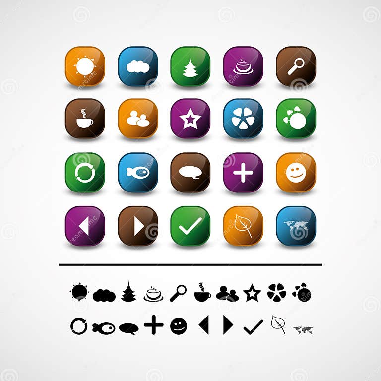 Set of 20 Web Icons and Design Elements Stock Vector - Illustration of ...