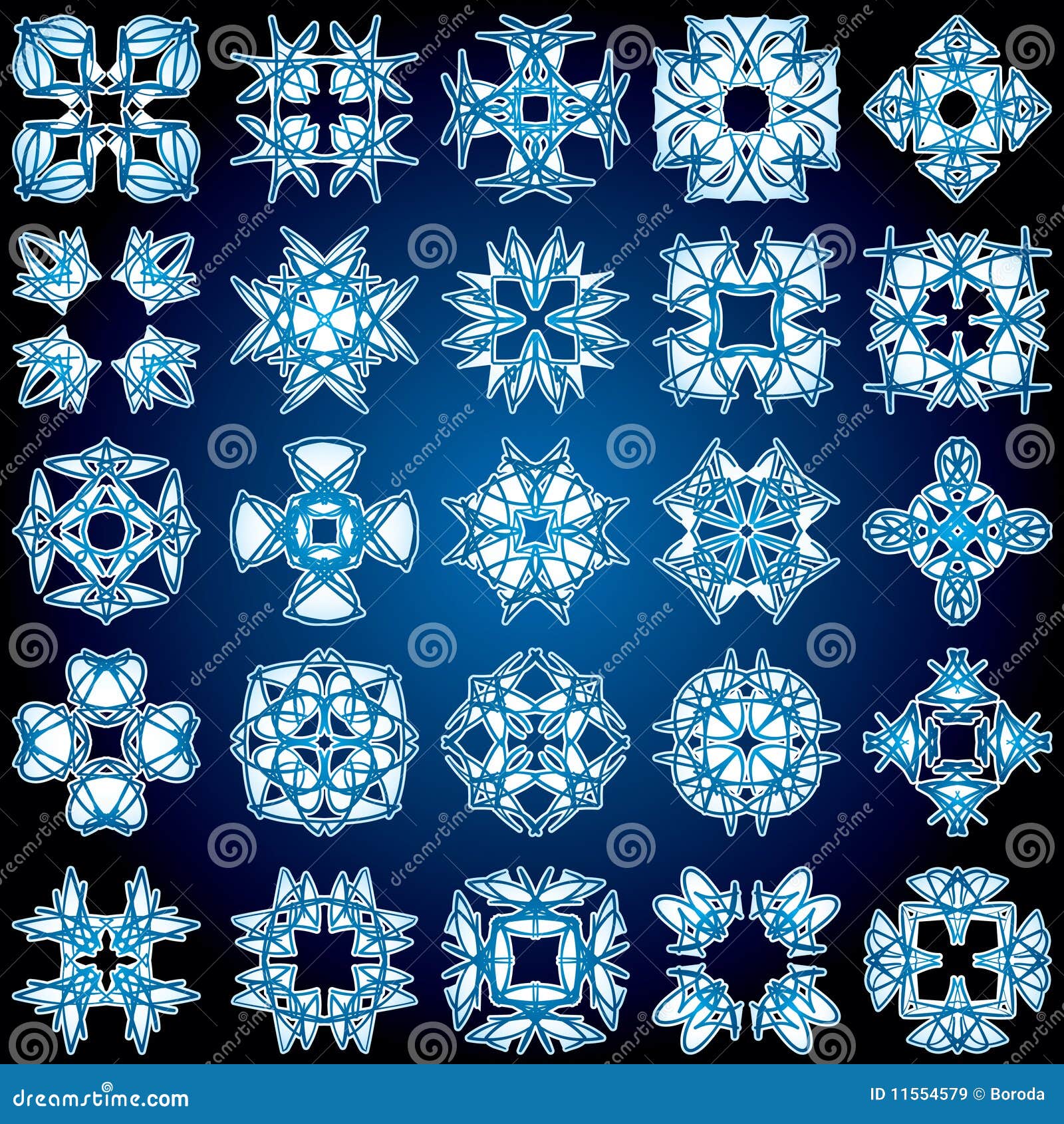 Set of 25 a Four-rays Crystal Gradient Snowflakes. Stock Vector ...