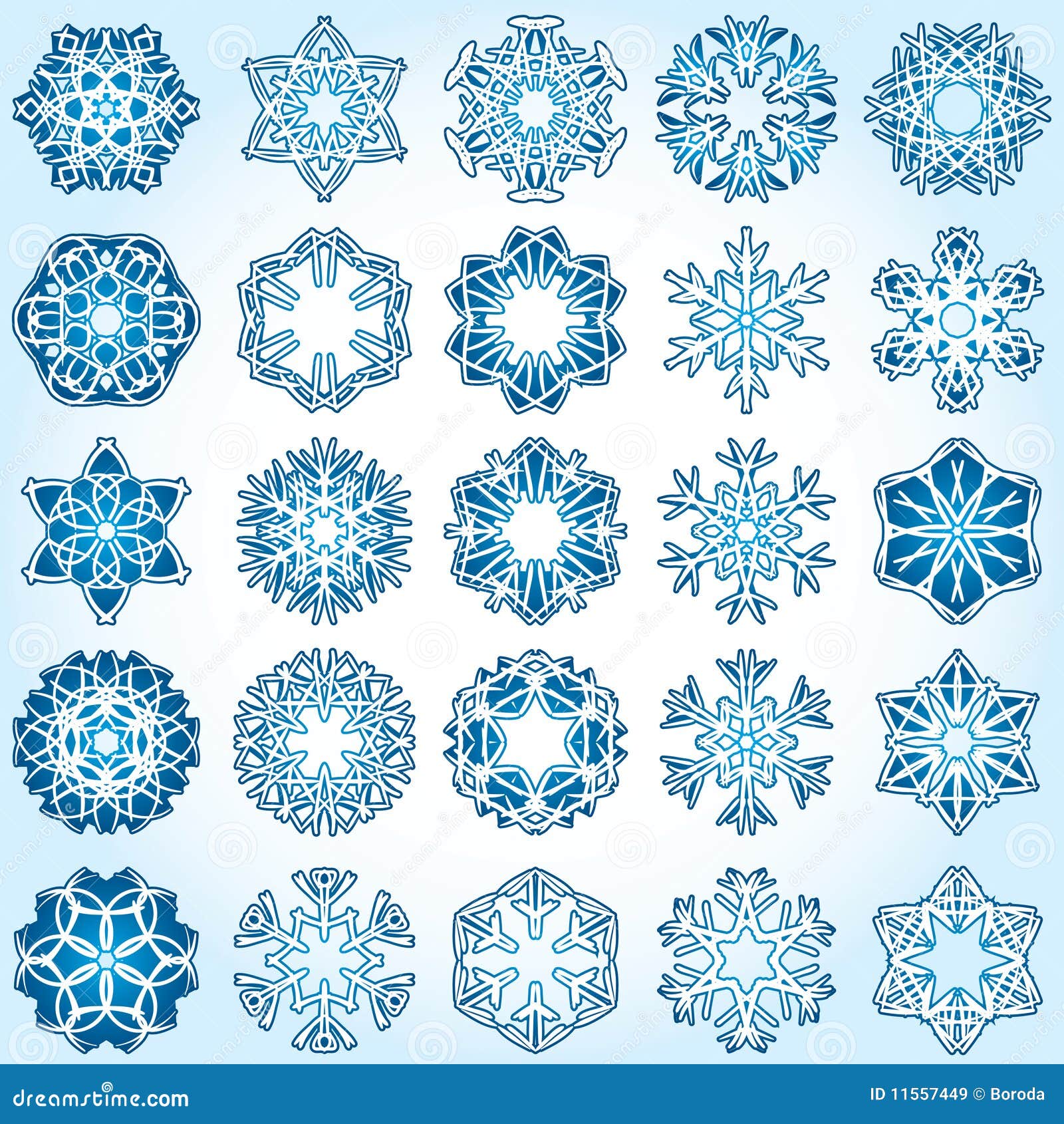 Set of 25 a Six-rays Crystal Gradient Snowflakes. Stock Vector ...