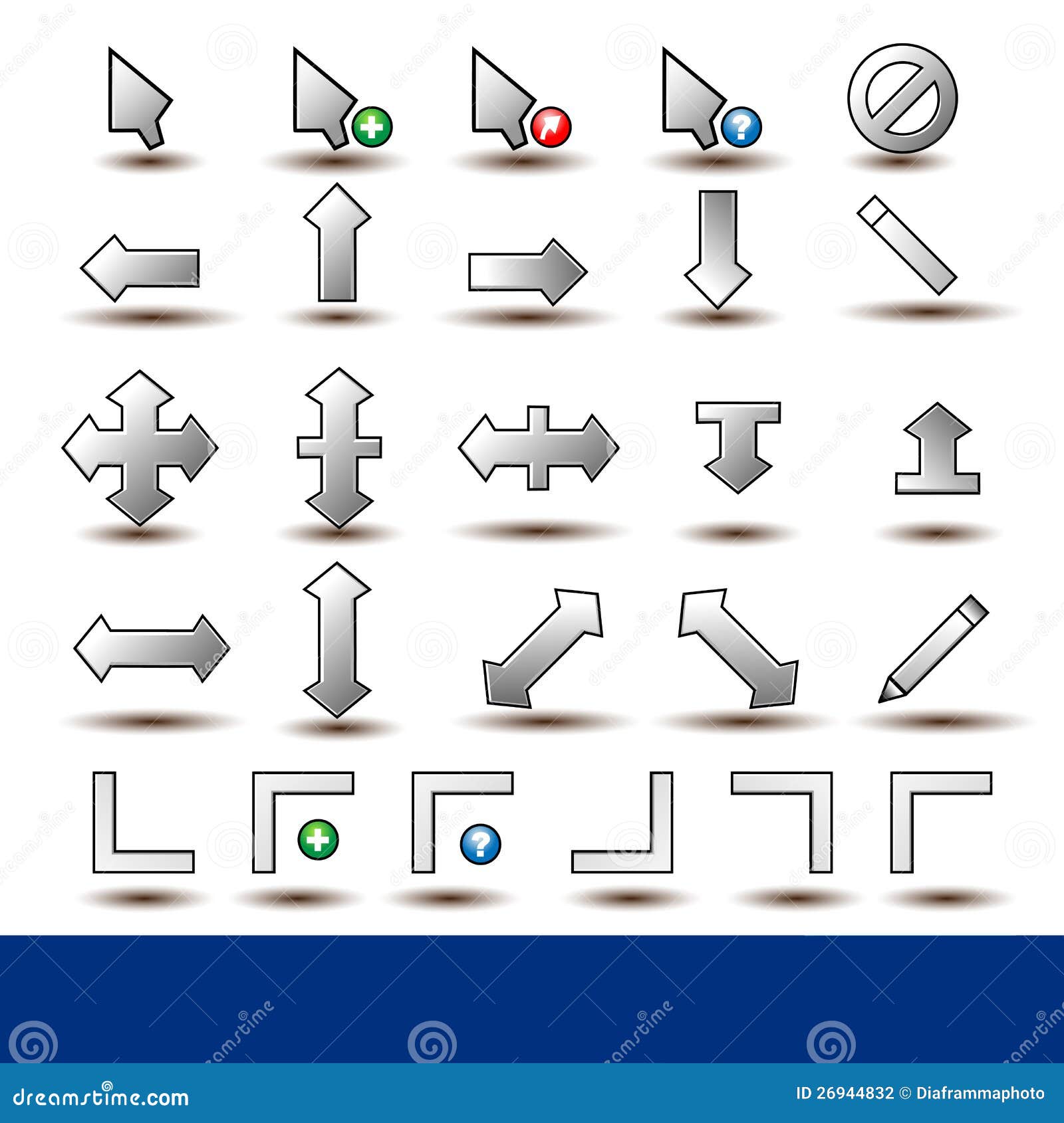 Set of 26 Mouse Pointer Cursor Ic Stock Vector - Illustration of ...