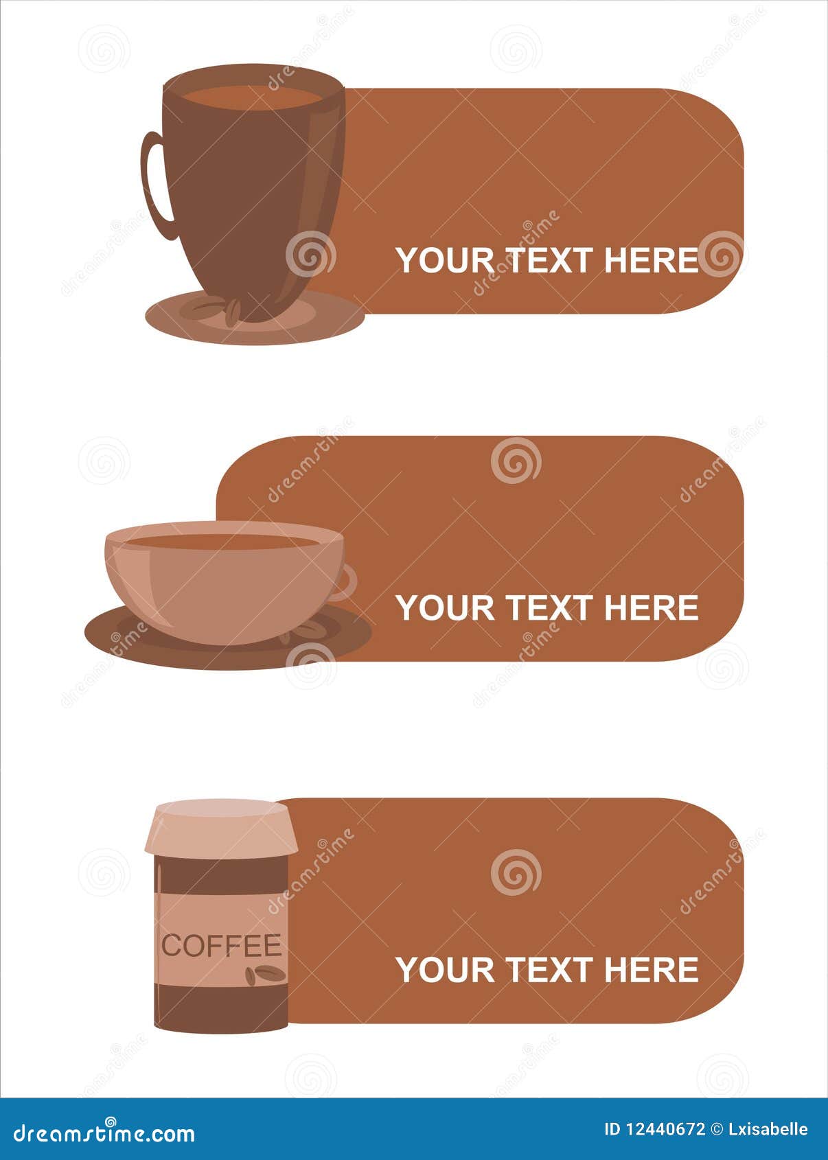 Set of 3 coffee frames stock vector. Illustration of breakfast - 12440672