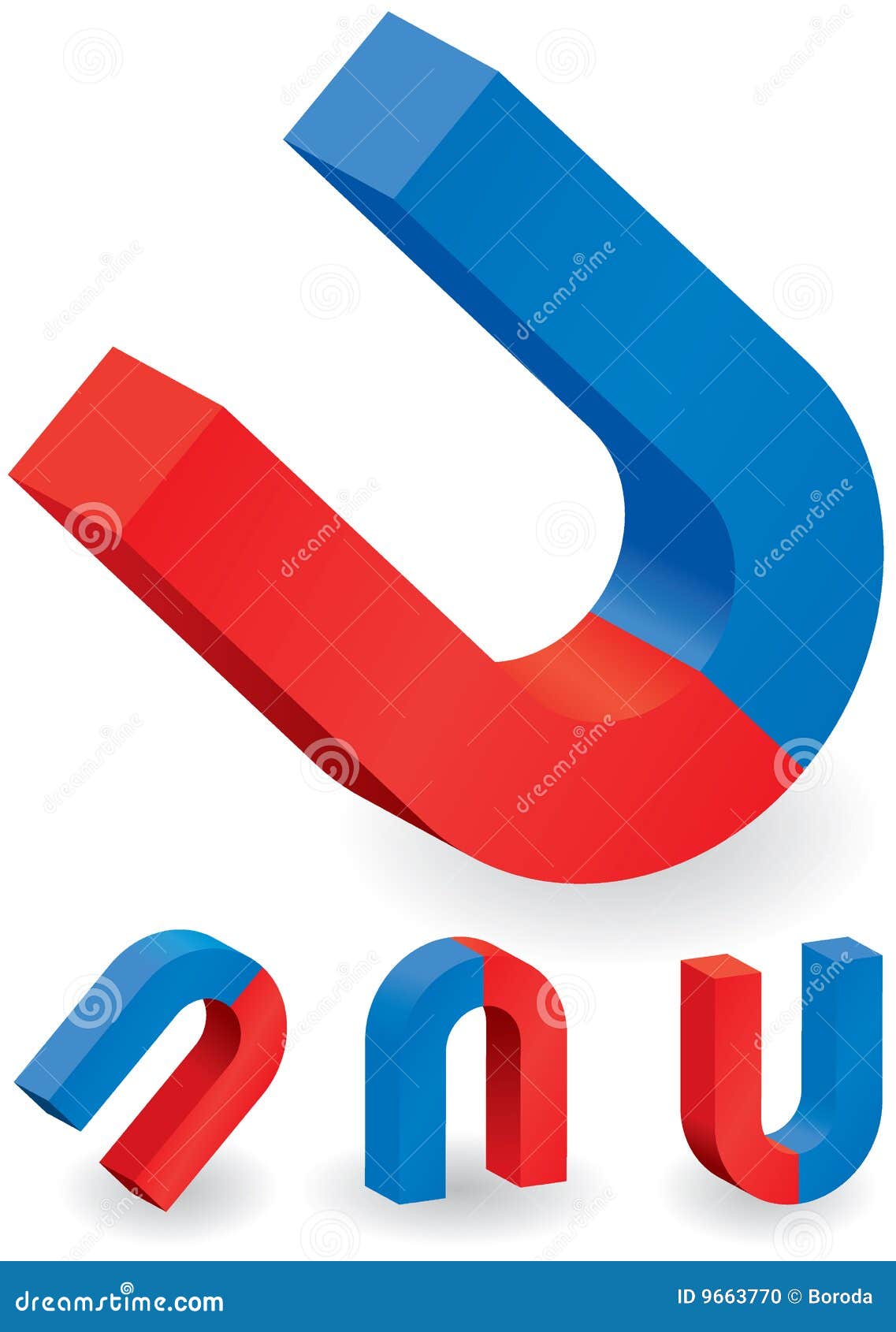 Set 3-D magnets U-forms. stock vector. Illustration of science - 9663770