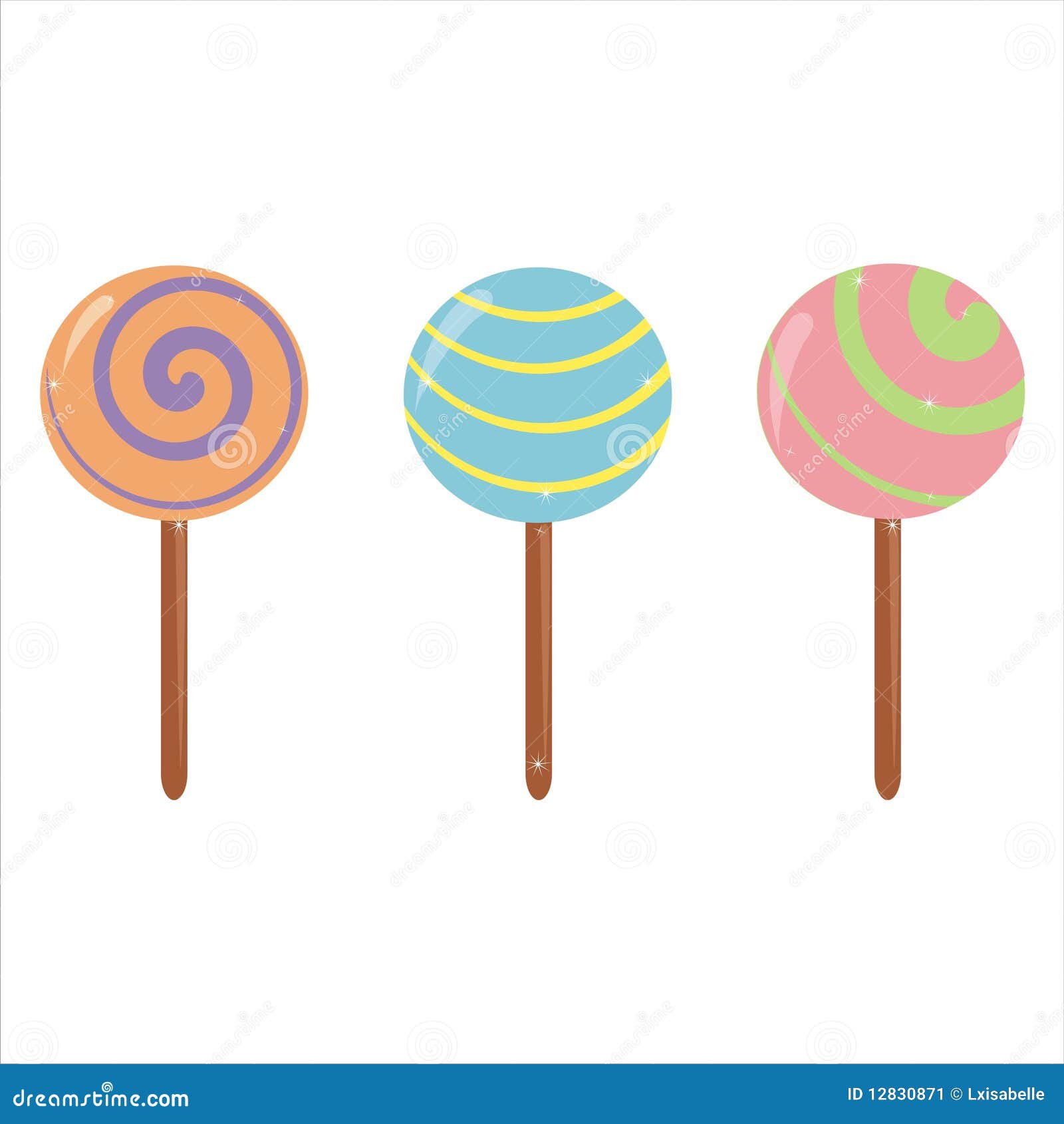 Set of 3 lollipops icons stock vector. Illustration of food - 12830871