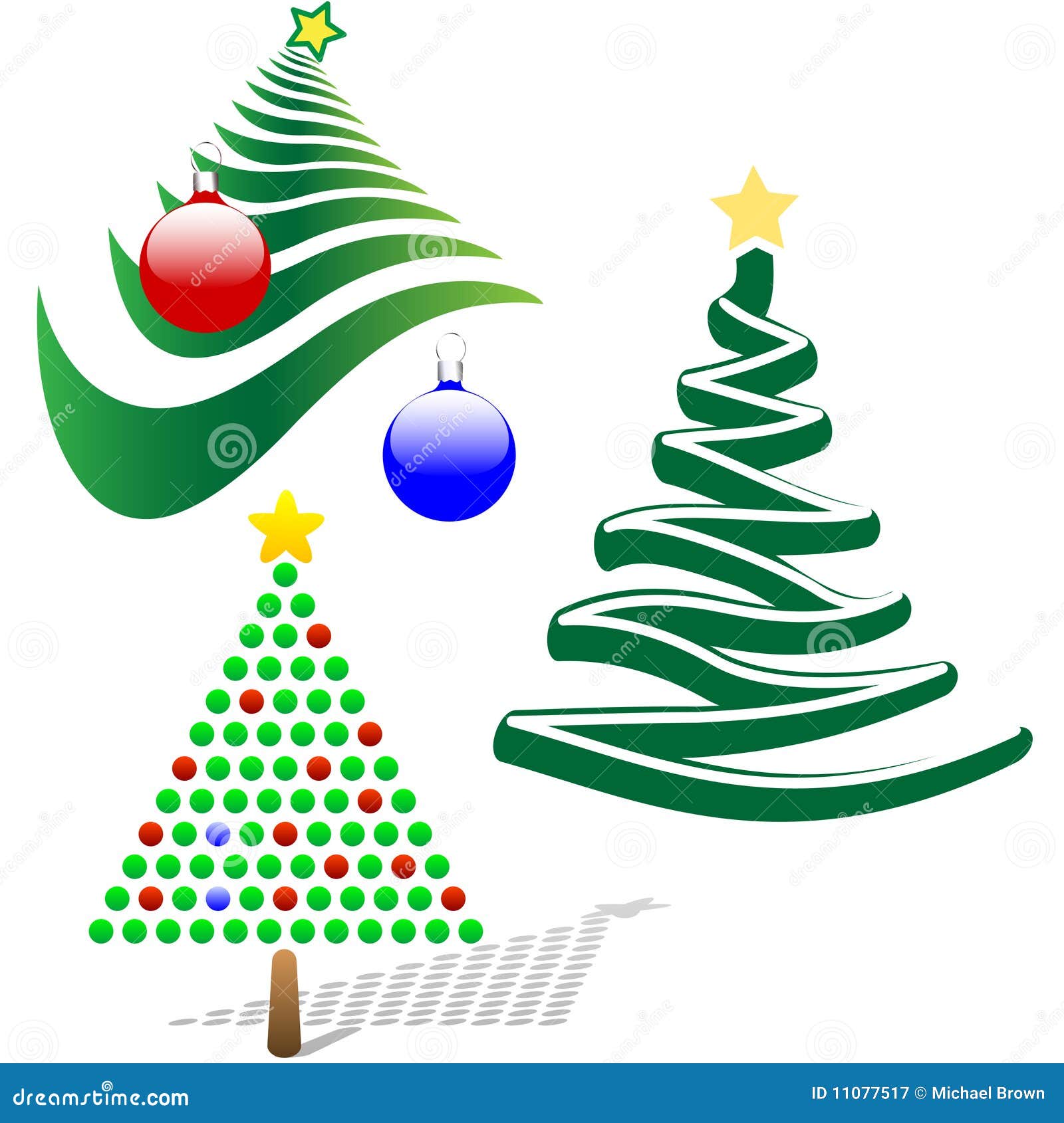 Set of 3 Merry Christmas Tree Design Elements Stock Vector ...