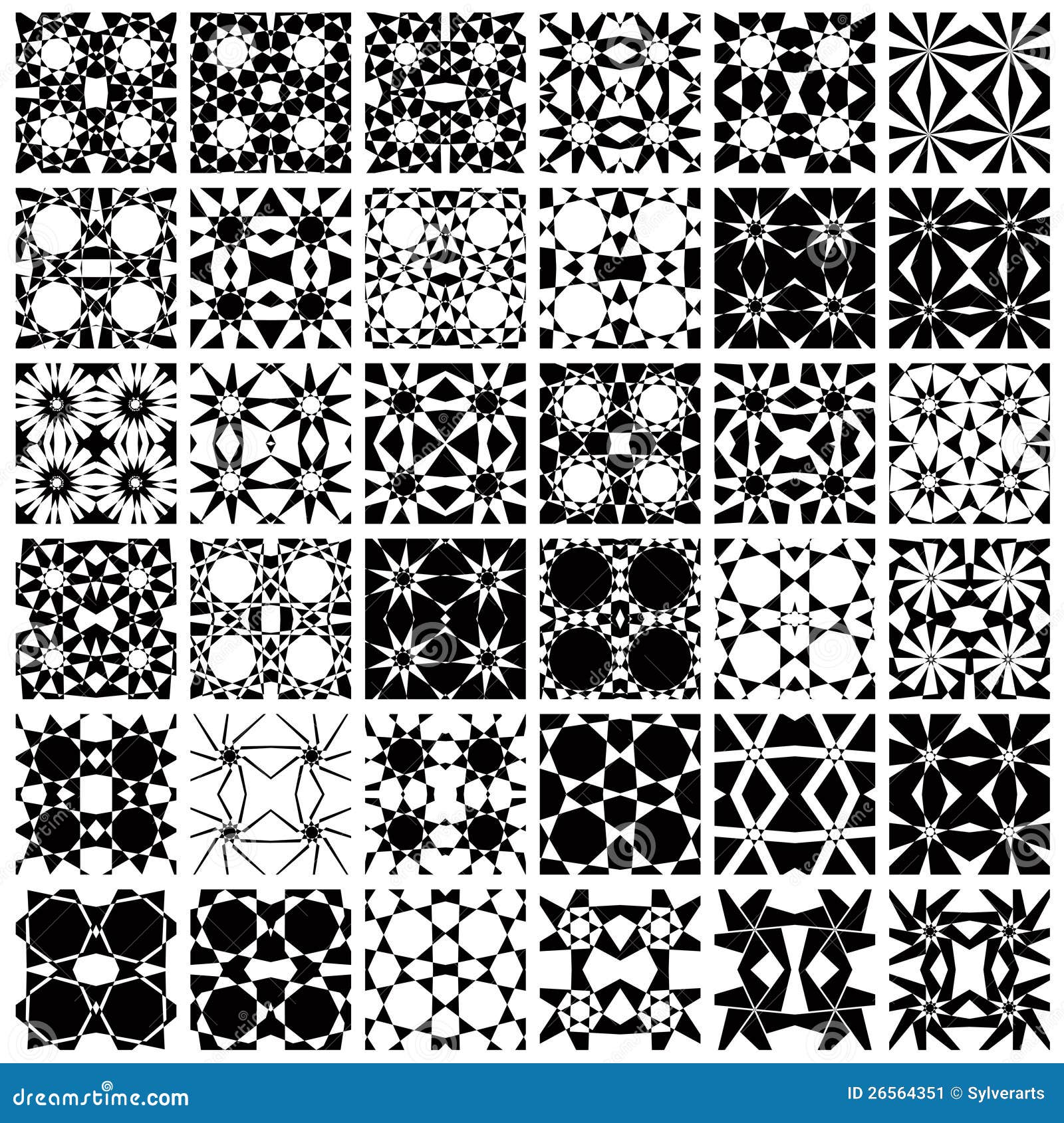 Set of 36 Monochrome Patterns. Stock Vector - Illustration of pattern ...
