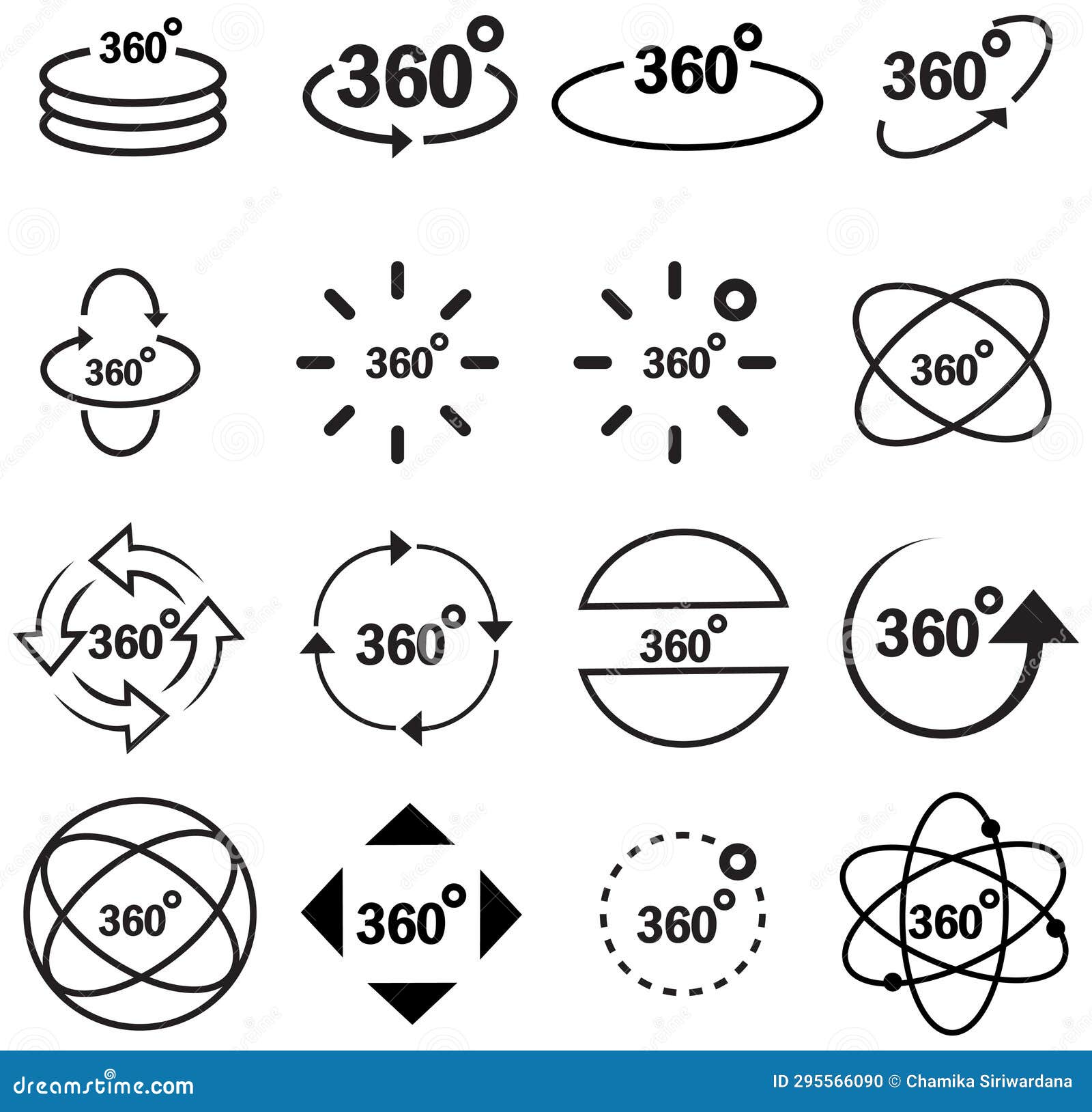 Set of 360 Degree Views Icons Stock Vector - Illustration of sixty ...