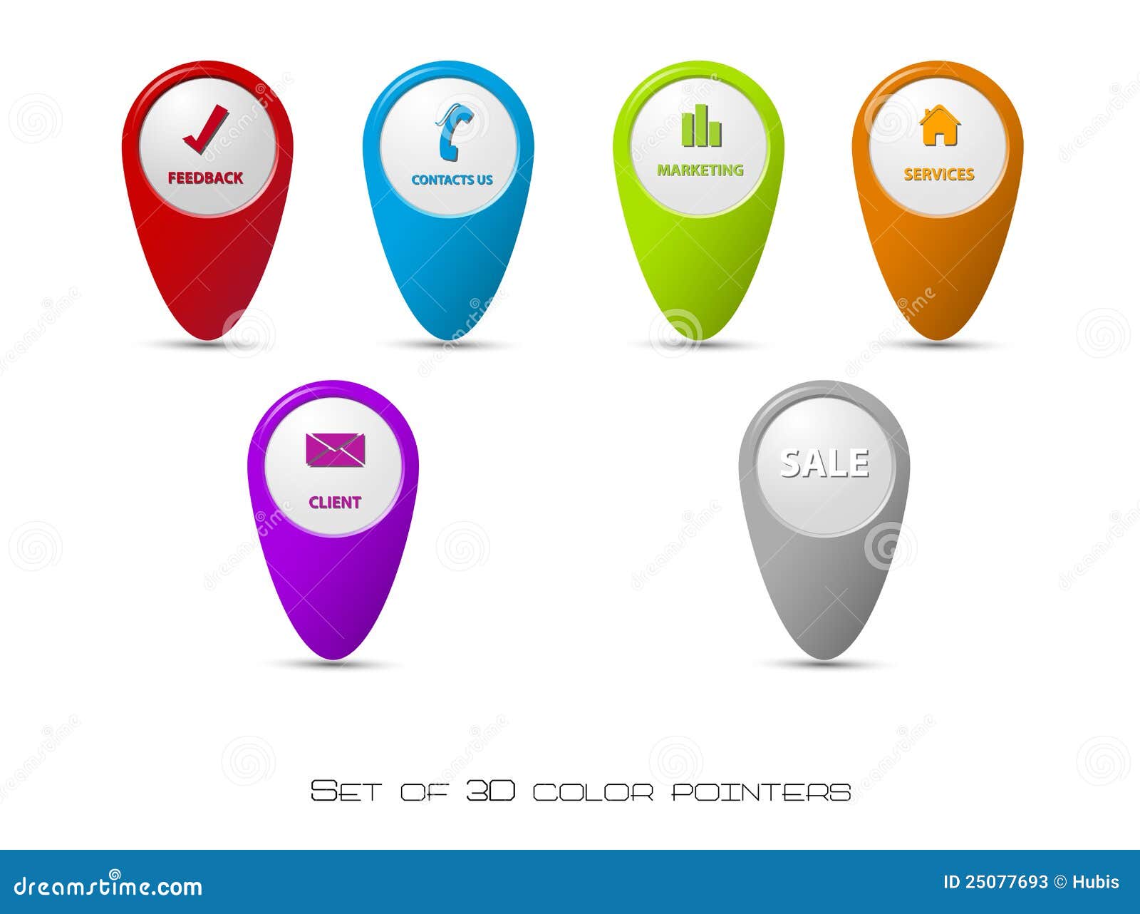 Set of 3D color pointers stock vector. Illustration of contact - 25077693