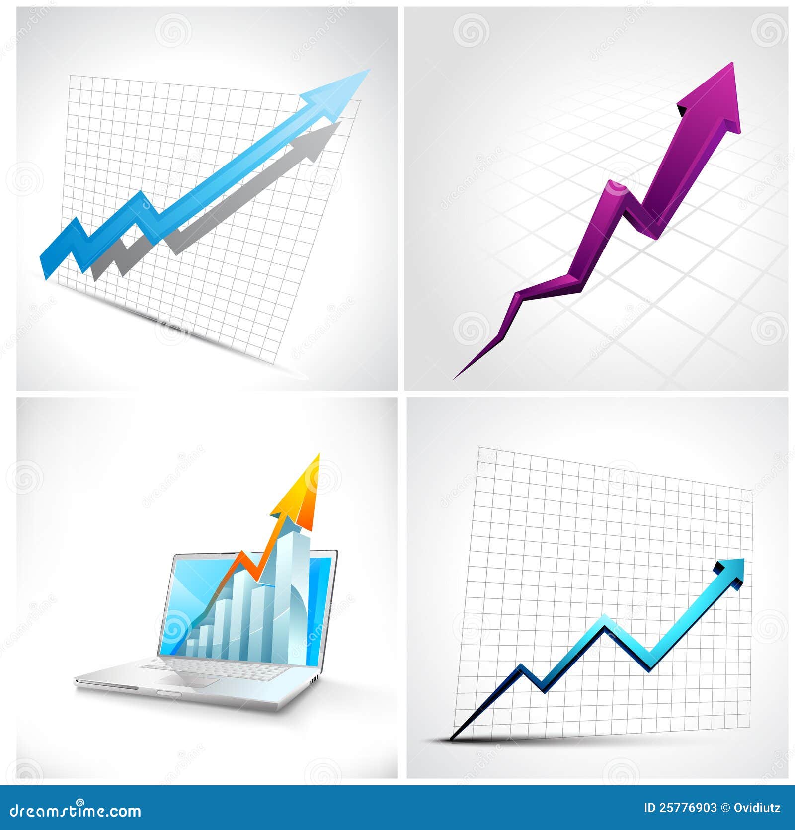 Set of 3D Diagram and Arrow Stock Vector - Illustration of growth ...