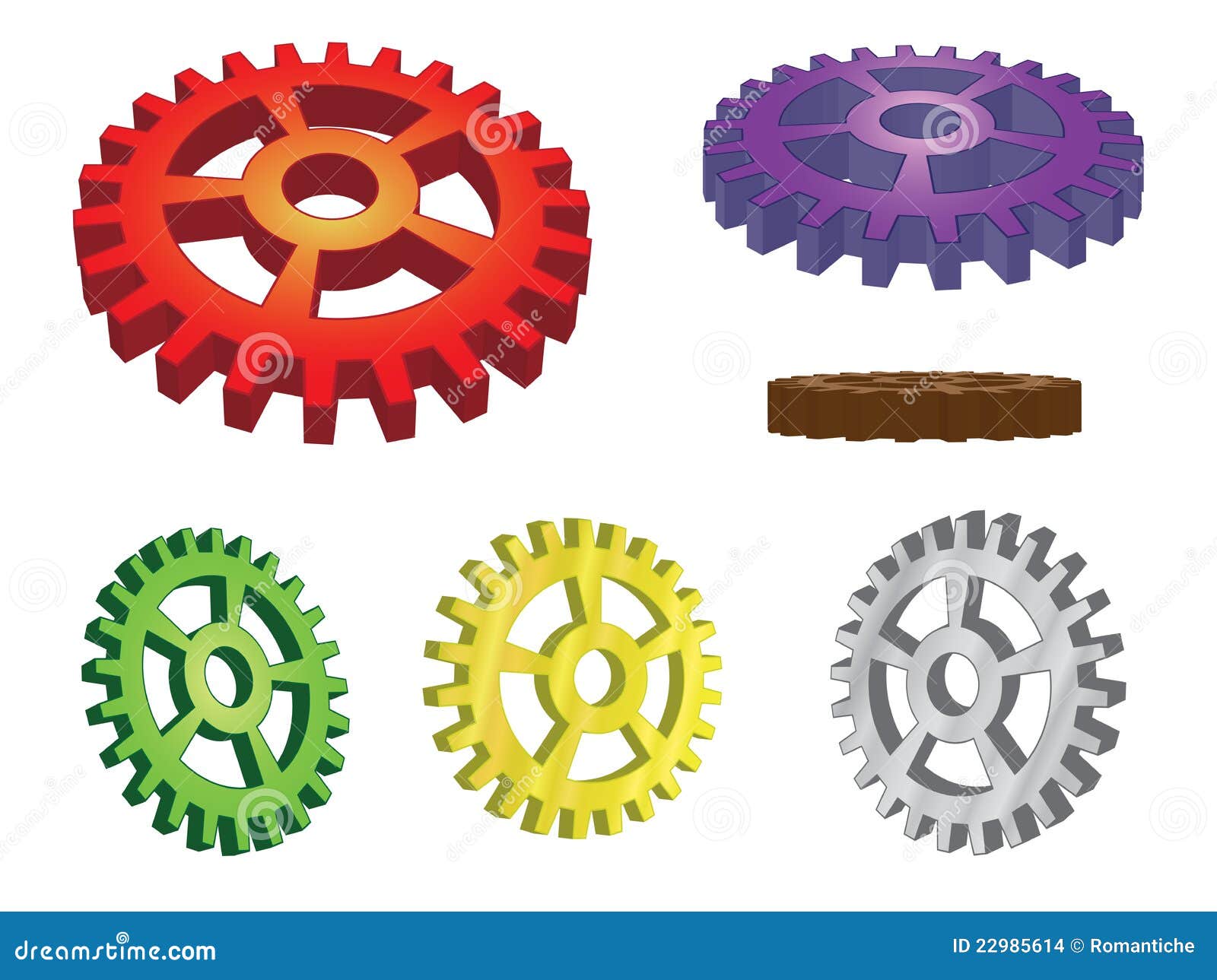 Set of 3d gears stock vector. Illustration of brown, yellow - 22985614