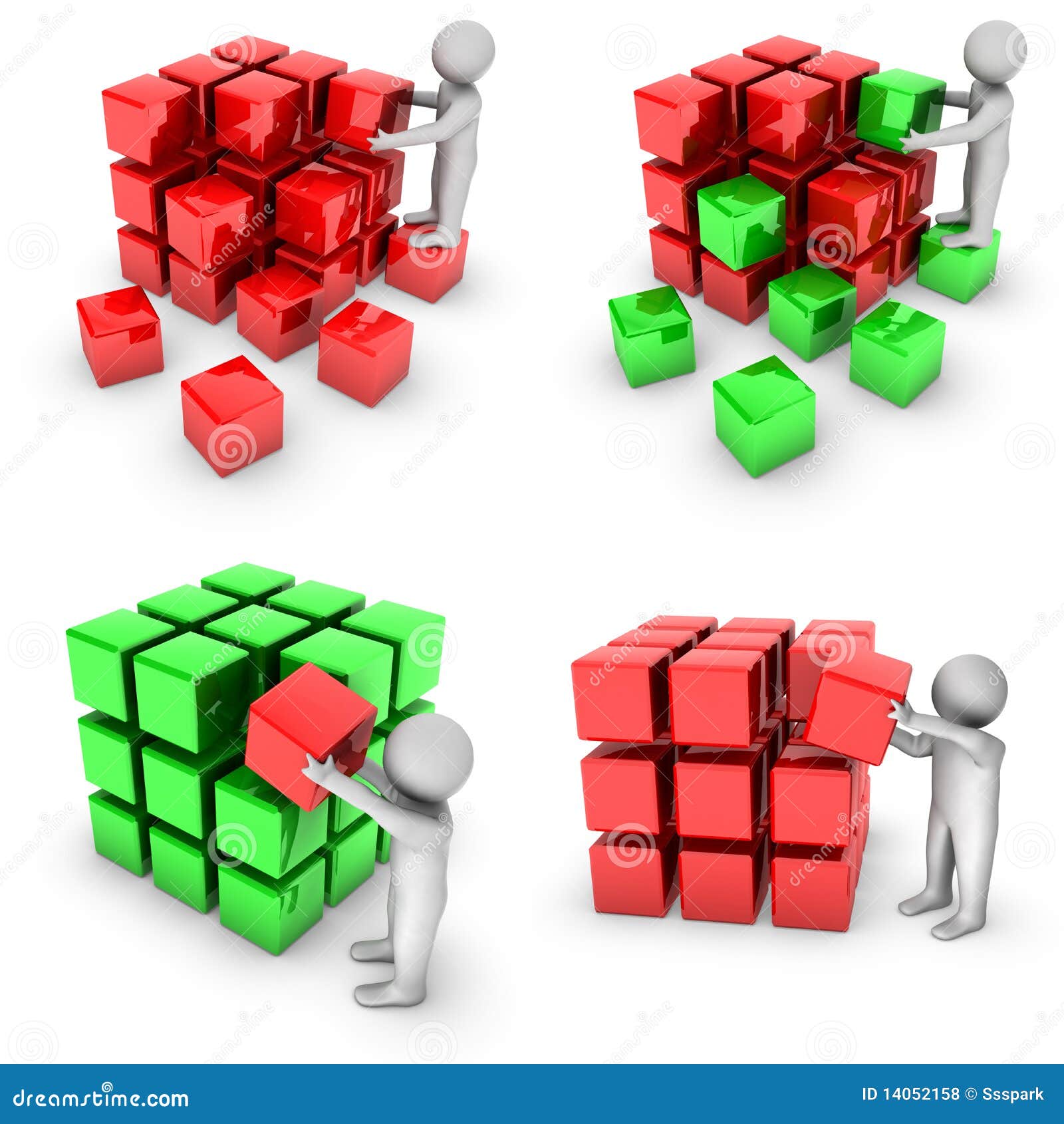 Set of 3d Man with Shiny Blocks Stock Illustration - Illustration of ...