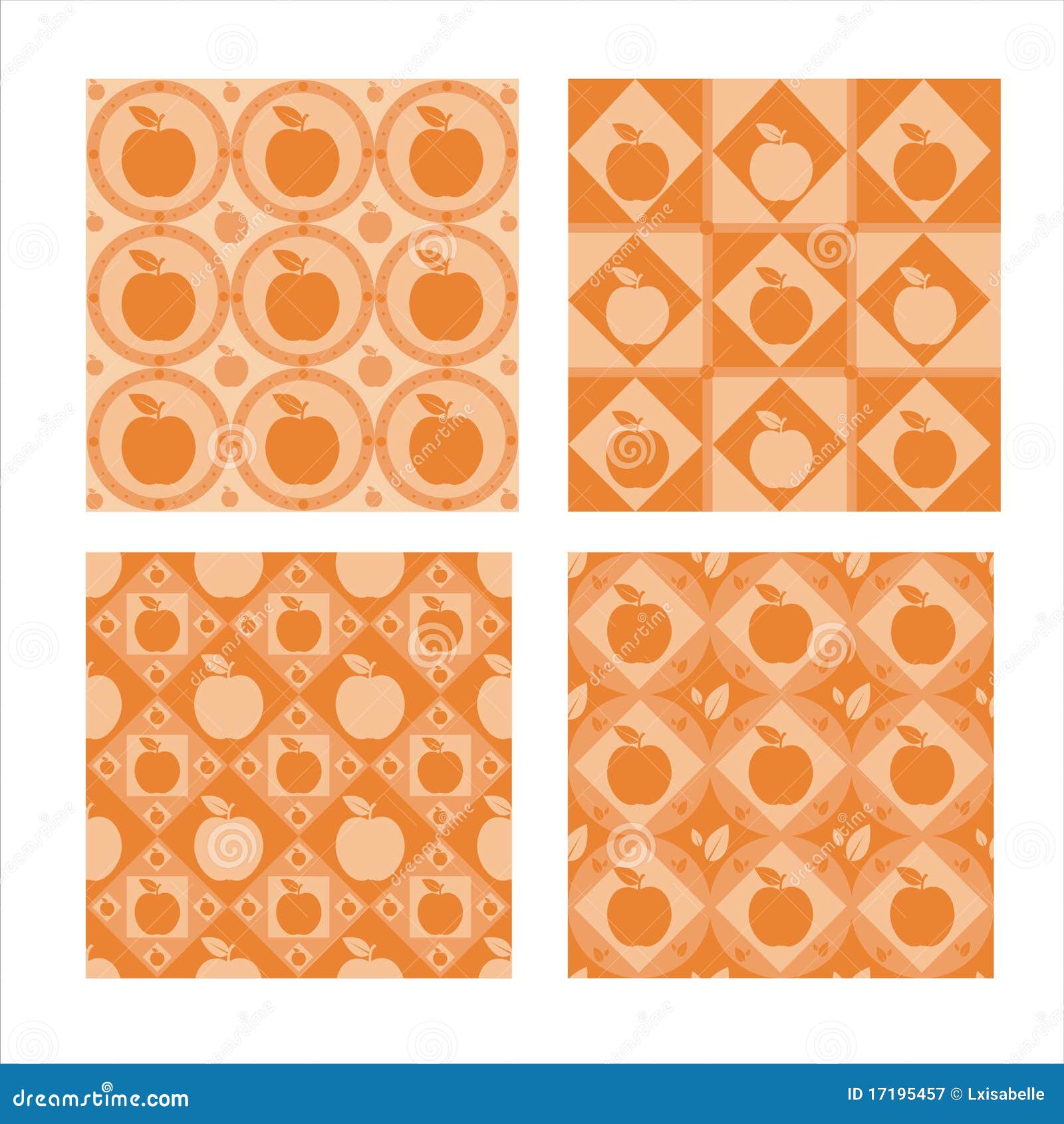 Set of 4 apple patterns stock vector. Illustration of orange - 17195457