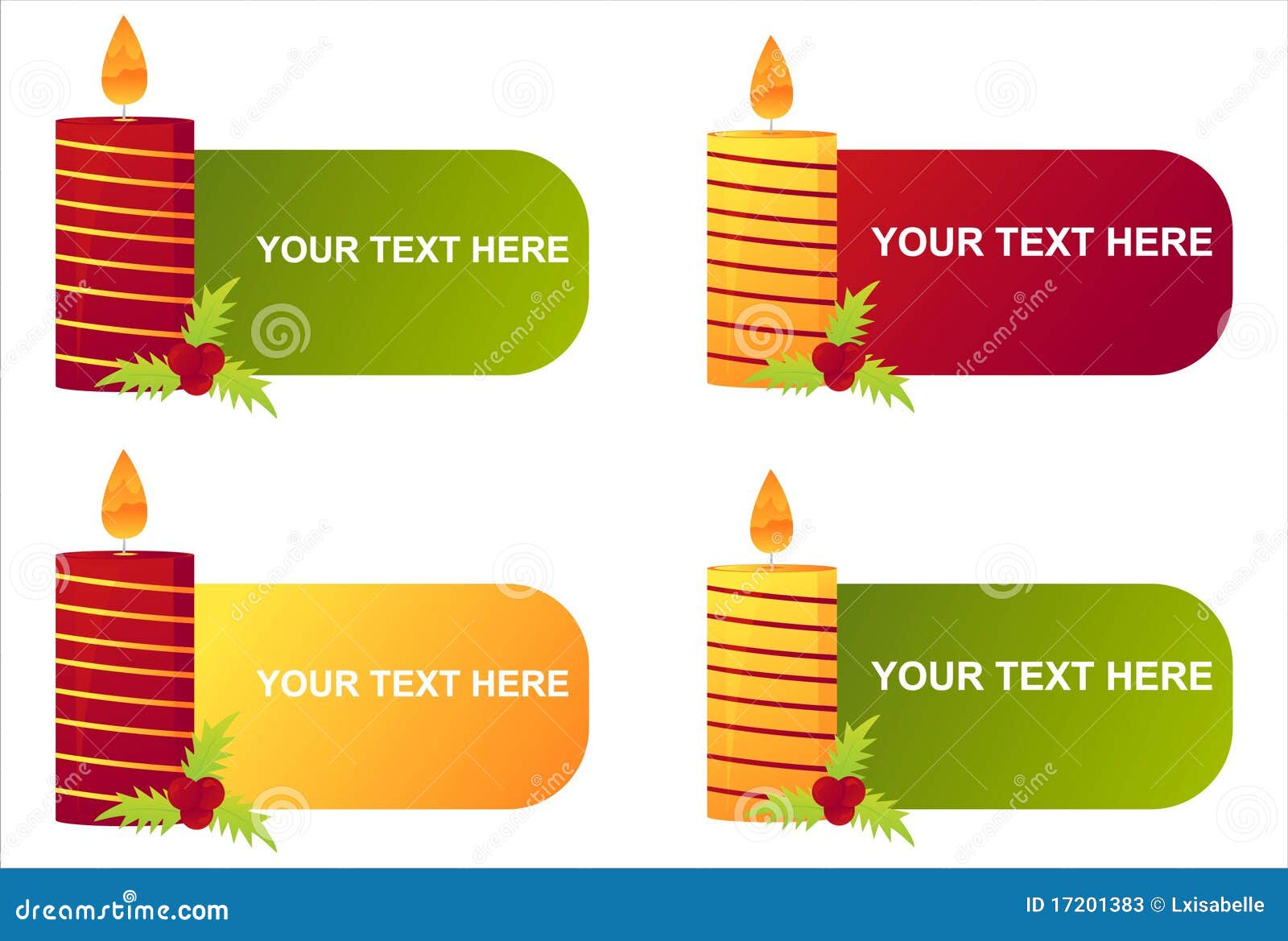 Set of 4 candle banners stock vector. Illustration of celebration ...