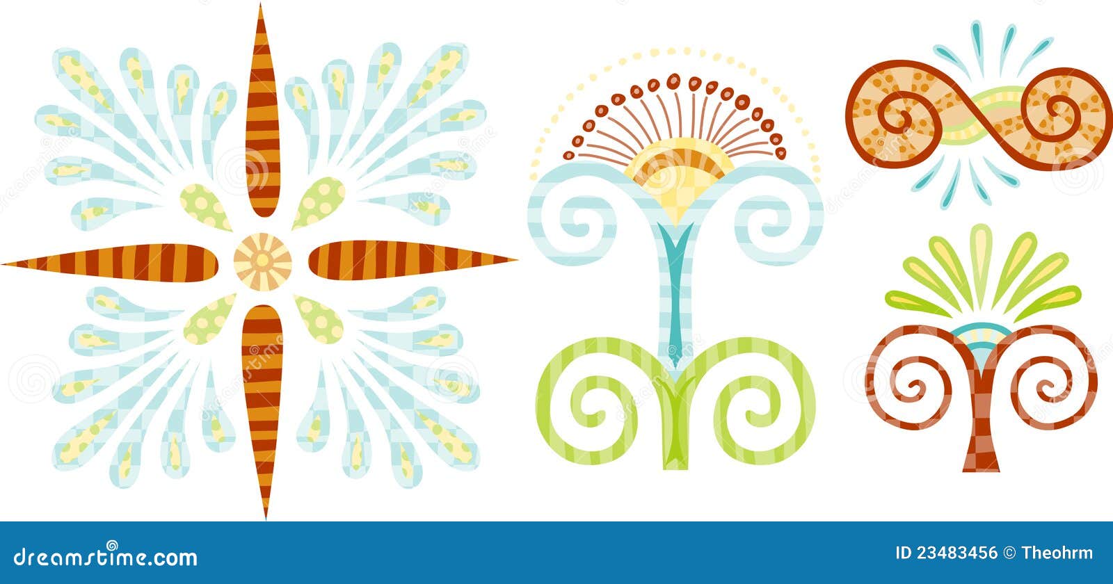 Set of 4 Cartoon Design Elements Stock Vector - Illustration of cartoon ...