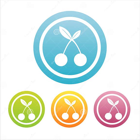 Set of 4 cherry signs stock vector. Illustration of colorful - 13061421
