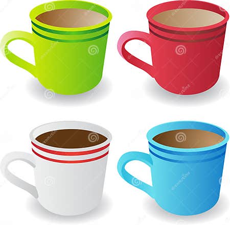 Set of 4 Coffee Cups stock vector. Illustration of italian - 9314794