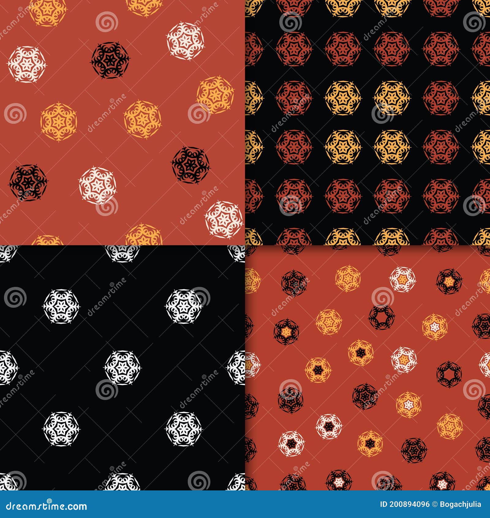 Set of 4 Decorative Seamless Pattern for Home Textile. Stock Vector ...