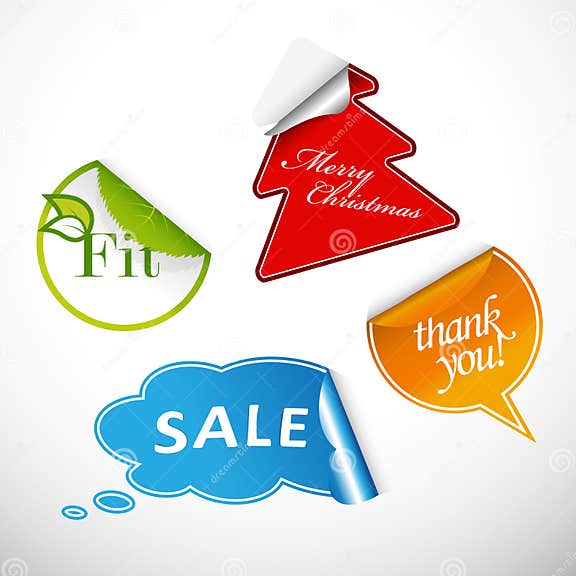 Set of 4 Different Types of Labels. Stock Vector - Illustration of ...