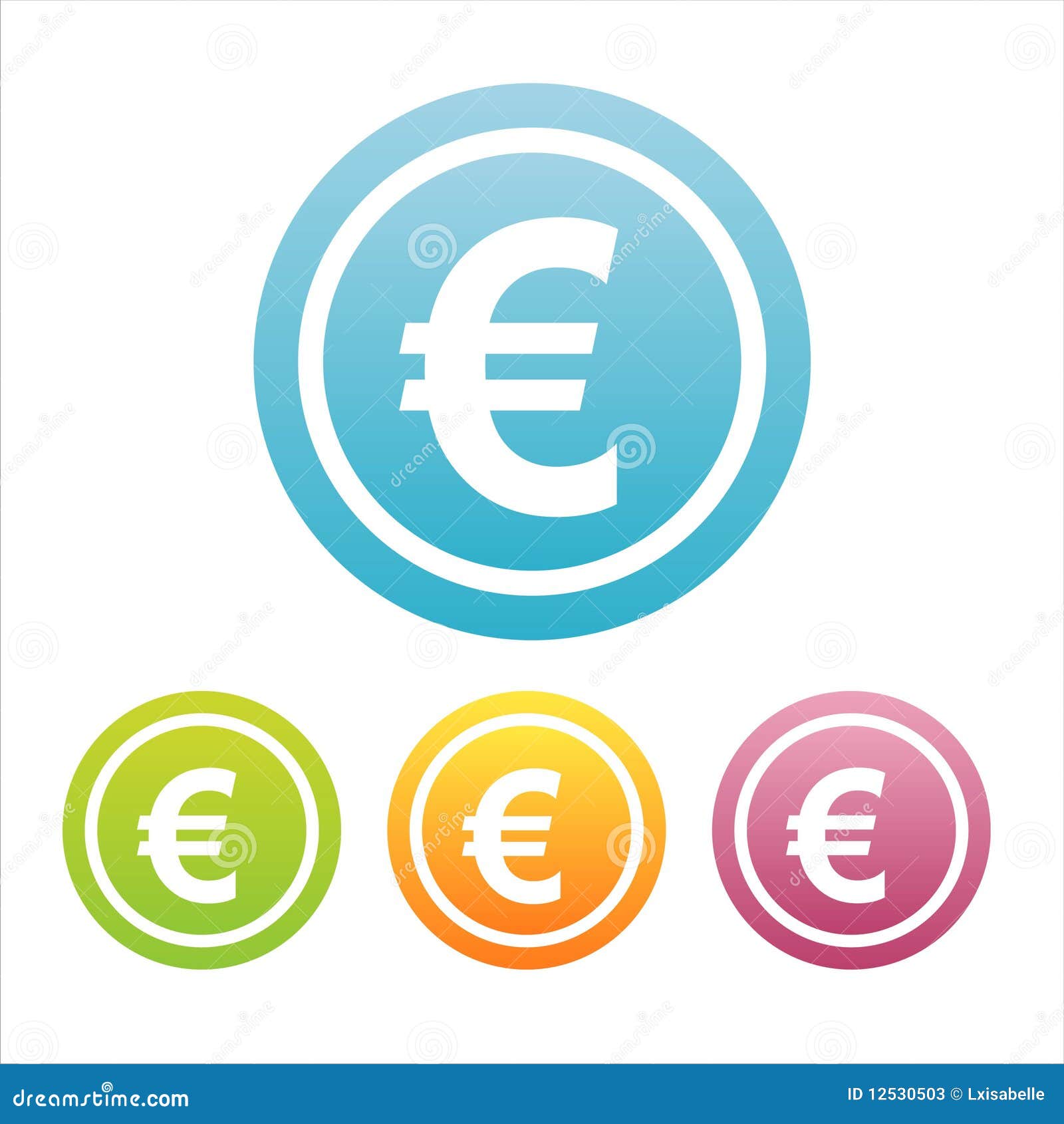 Set of 4 euro signs stock vector. Illustration of time - 12530503
