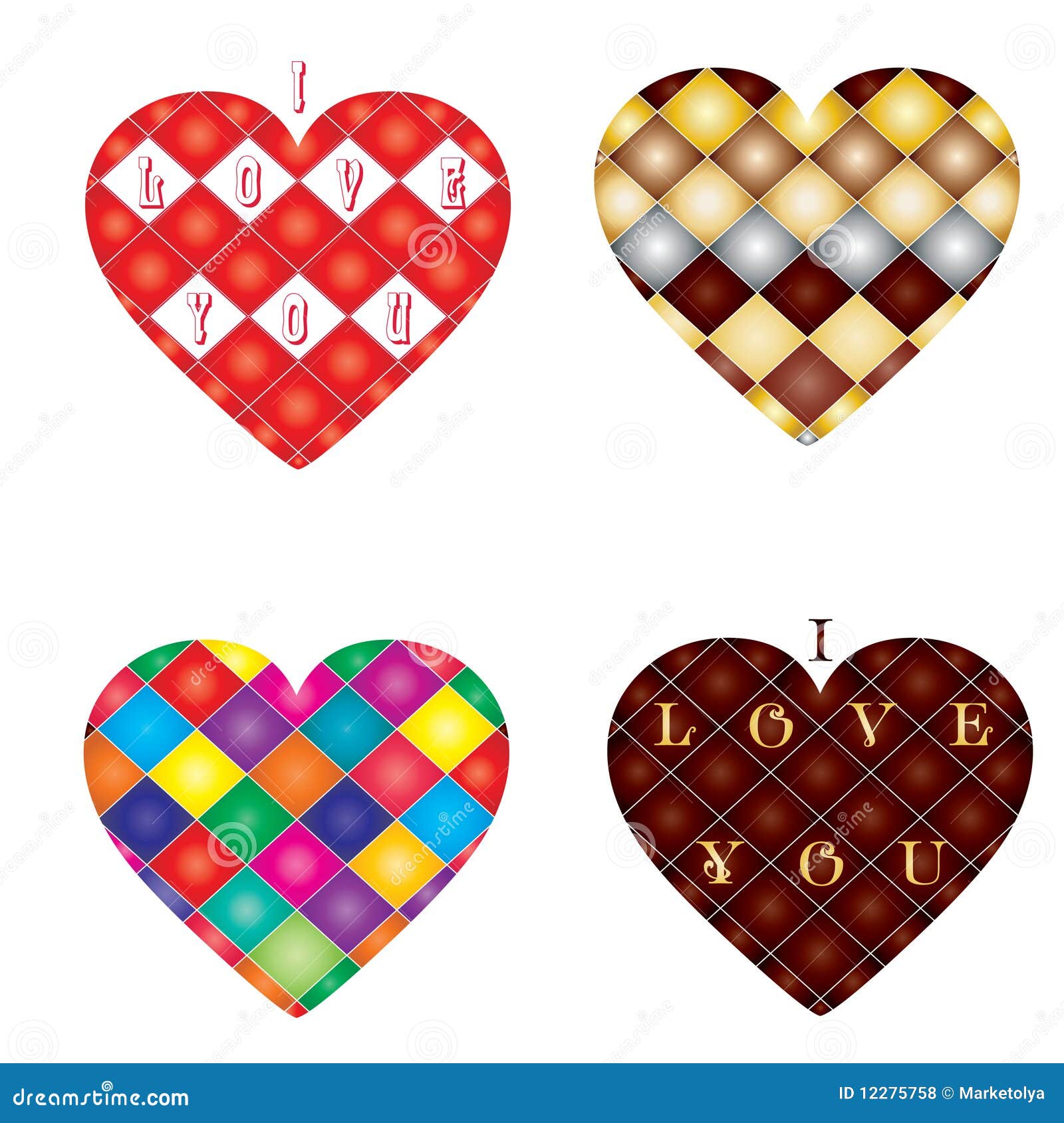 Set of 4 hearts stock vector. Illustration of lovely - 12275758