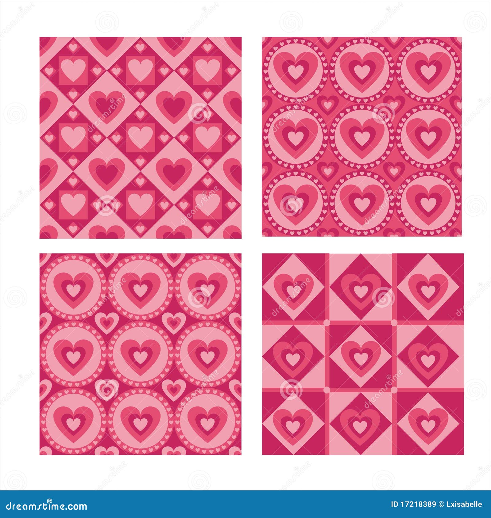Set of 4 hearts patterns stock vector. Illustration of pattern - 17218389