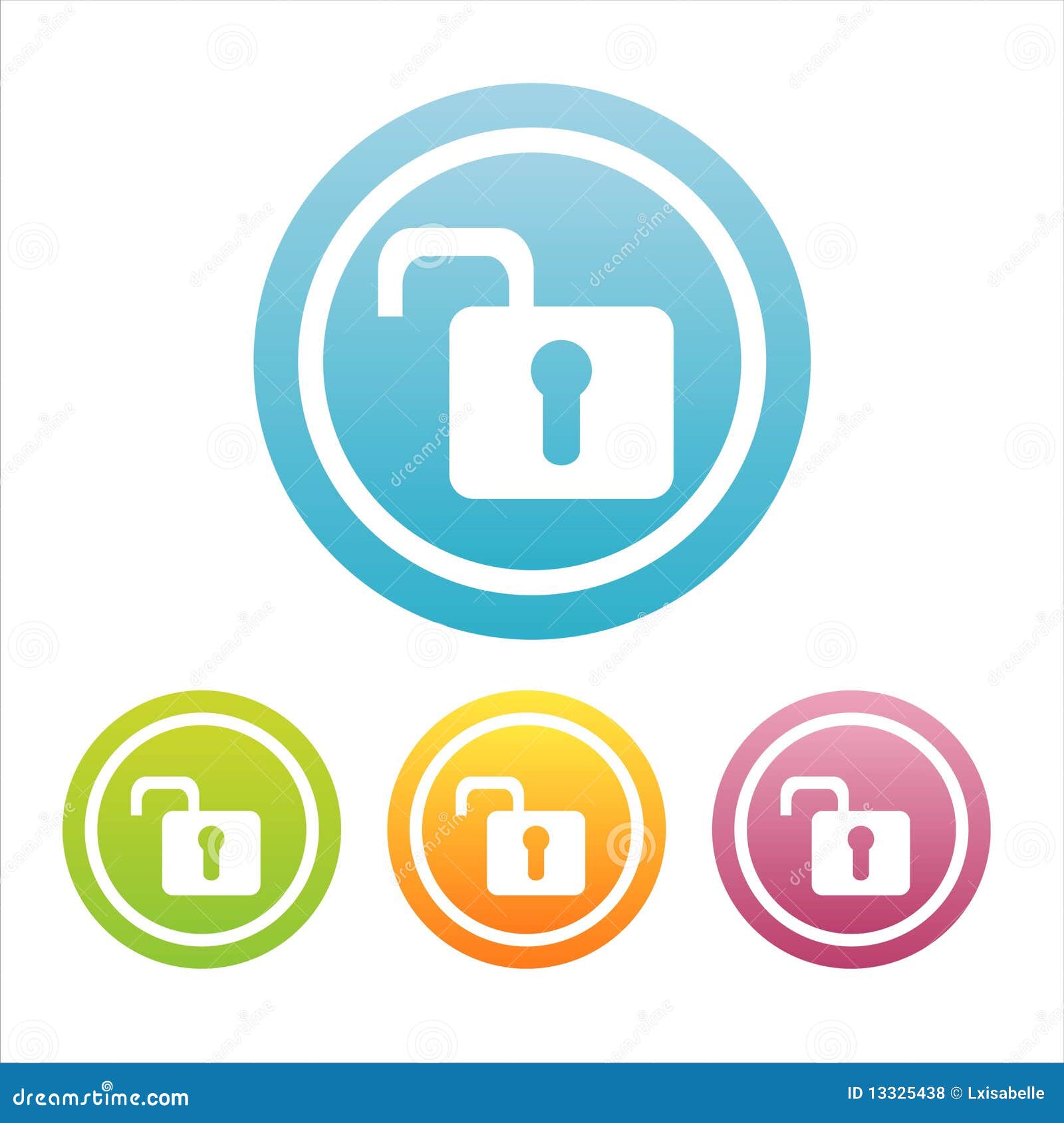 Set of 4 lock signs stock vector. Illustration of icon - 13325438