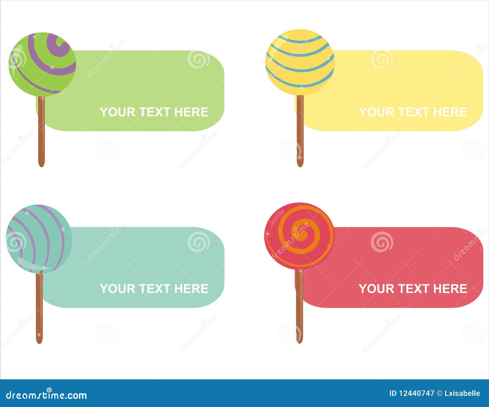 Set of 4 lollipops frames stock vector. Illustration of graphic - 12440747