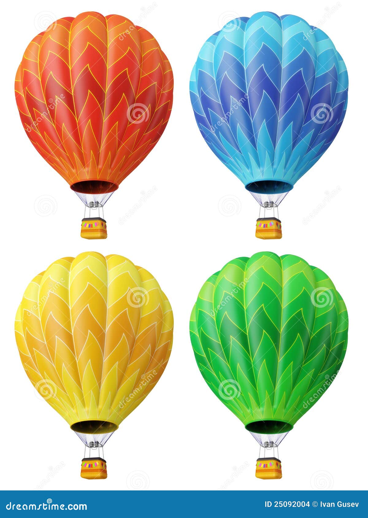 Set of 4 Multi-coloured Balloons Stock Illustration - Illustration of ...
