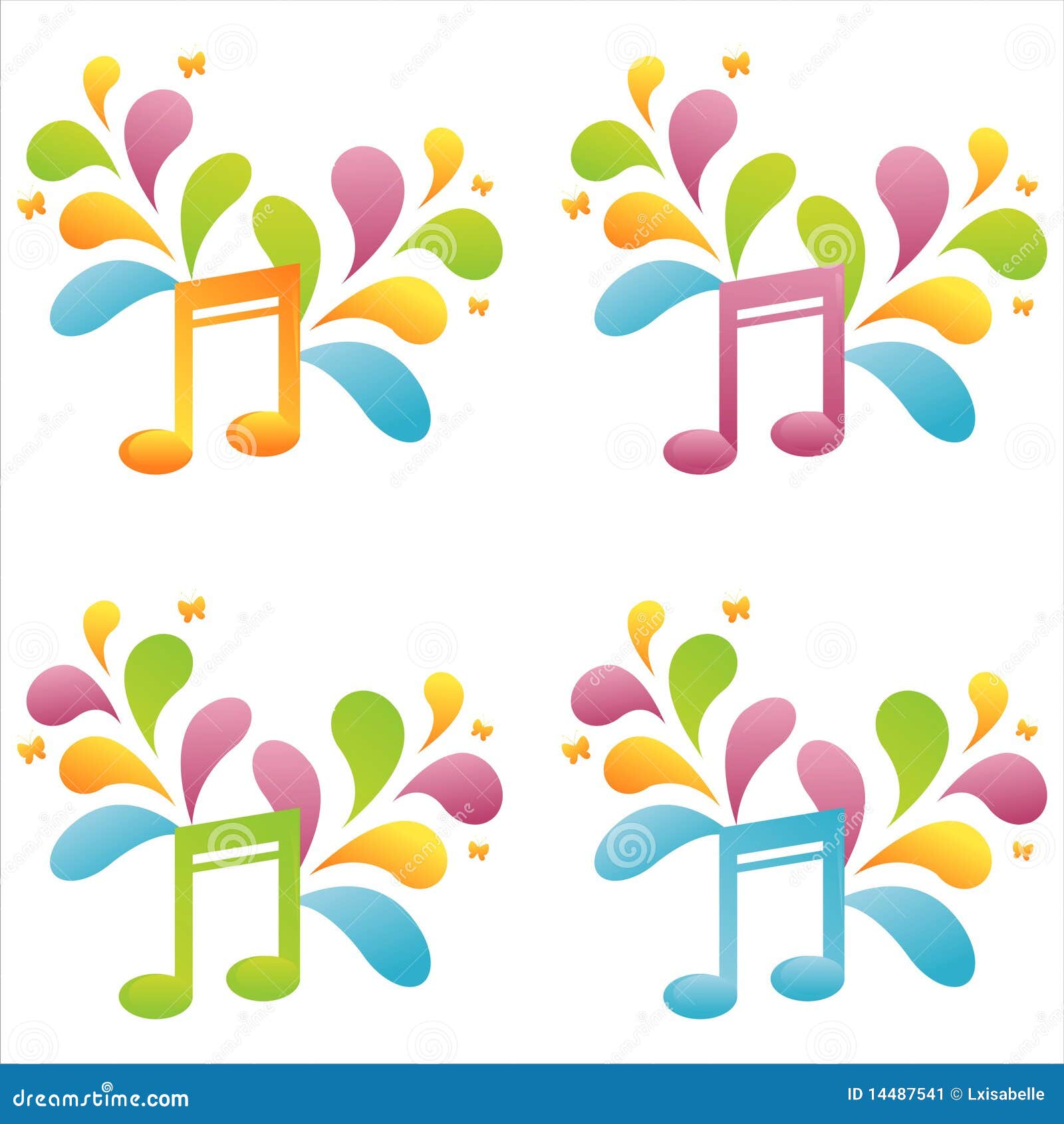 Set of 4 musical notes stock vector. Illustration of musical - 14487541