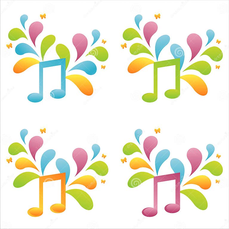 Set of 4 musical notes stock vector. Illustration of splash - 14540280