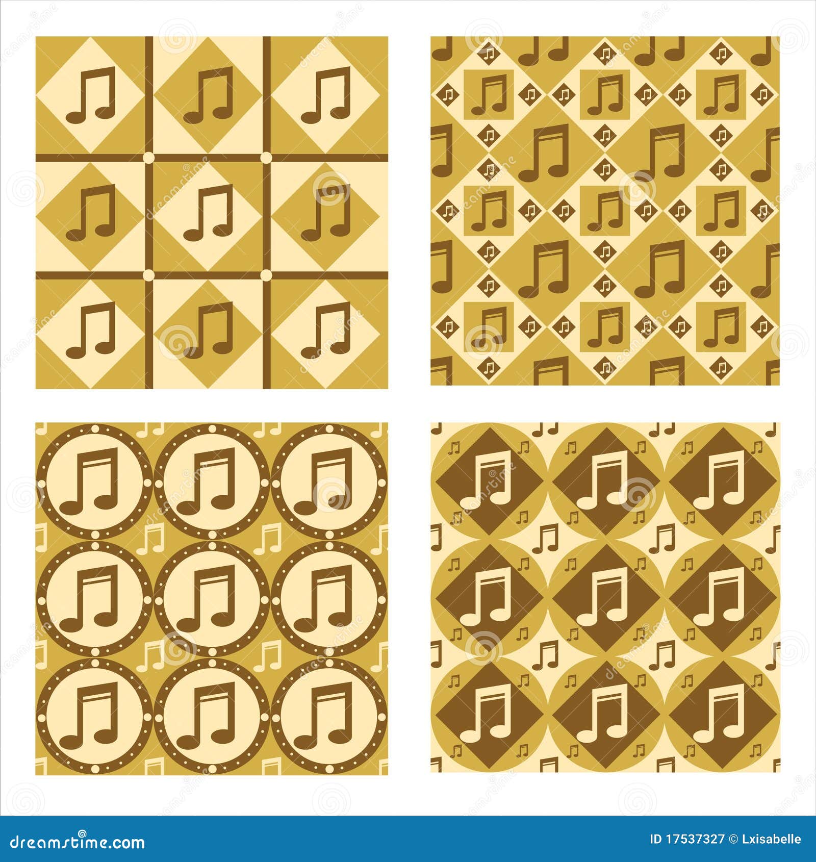 Set of 4 musical patterns stock vector. Illustration of note - 17537327