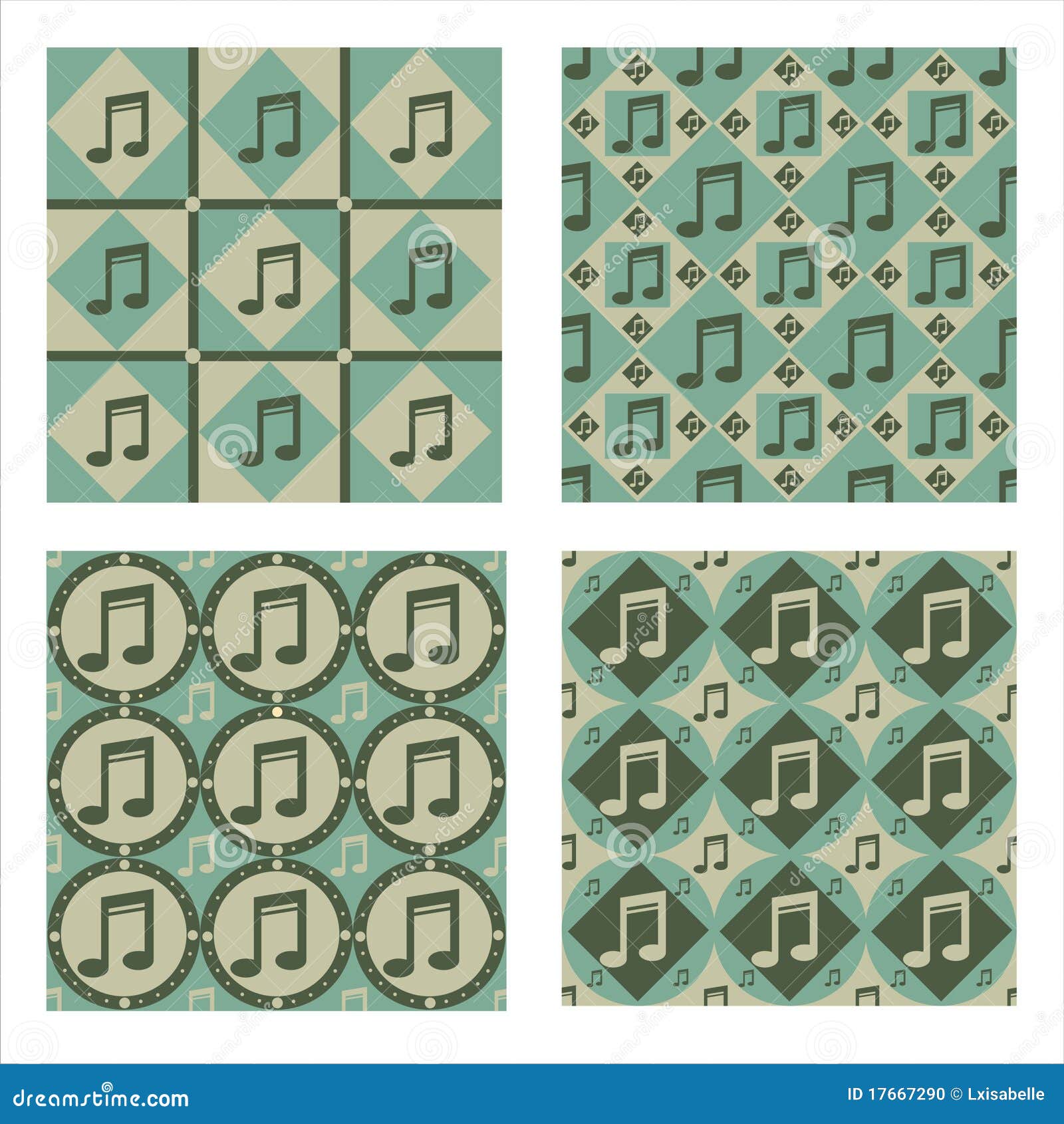 Set of 4 musical patterns stock vector. Illustration of music - 17667290