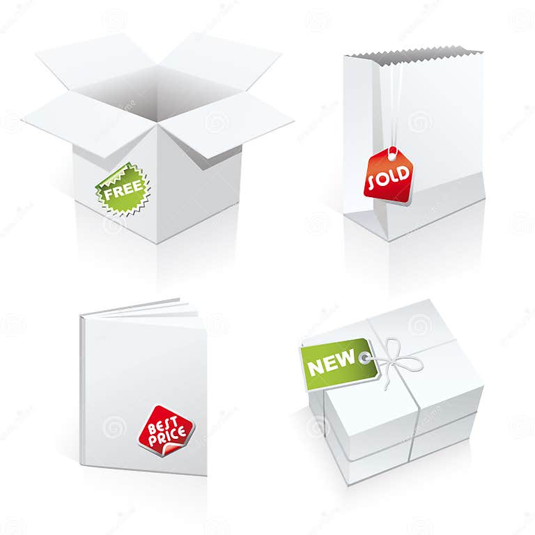 Set of 4 package templates stock vector. Illustration of company - 14190833