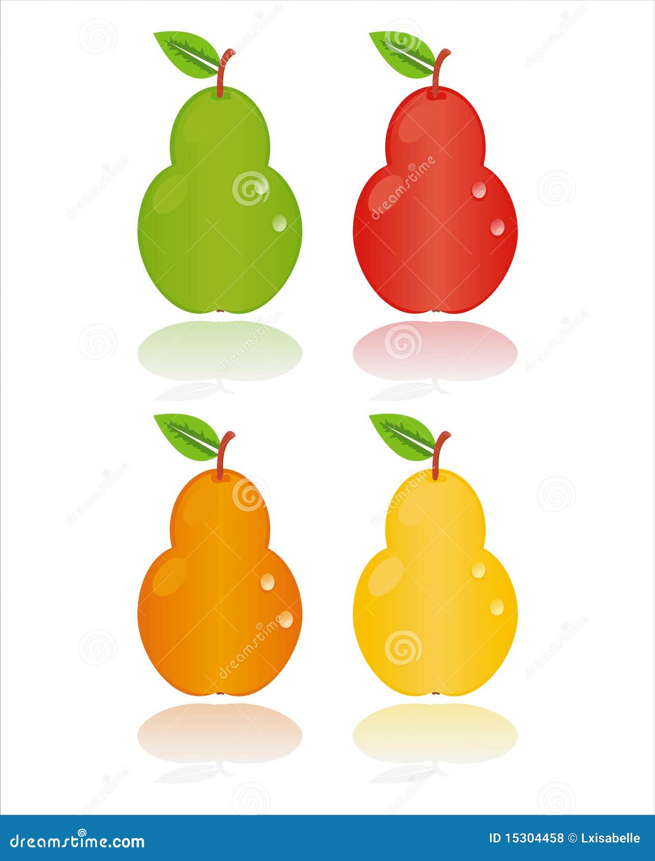 Set of 4 pears stock vector. Illustration of cute, glossy - 15304458