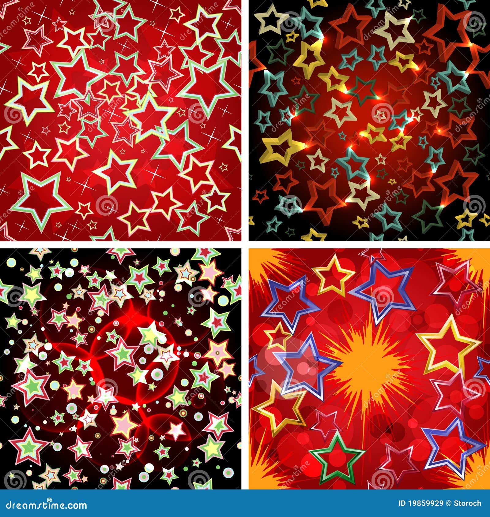 Set of 4 Seamless Stars Patterns. Stock Vector - Illustration of ...