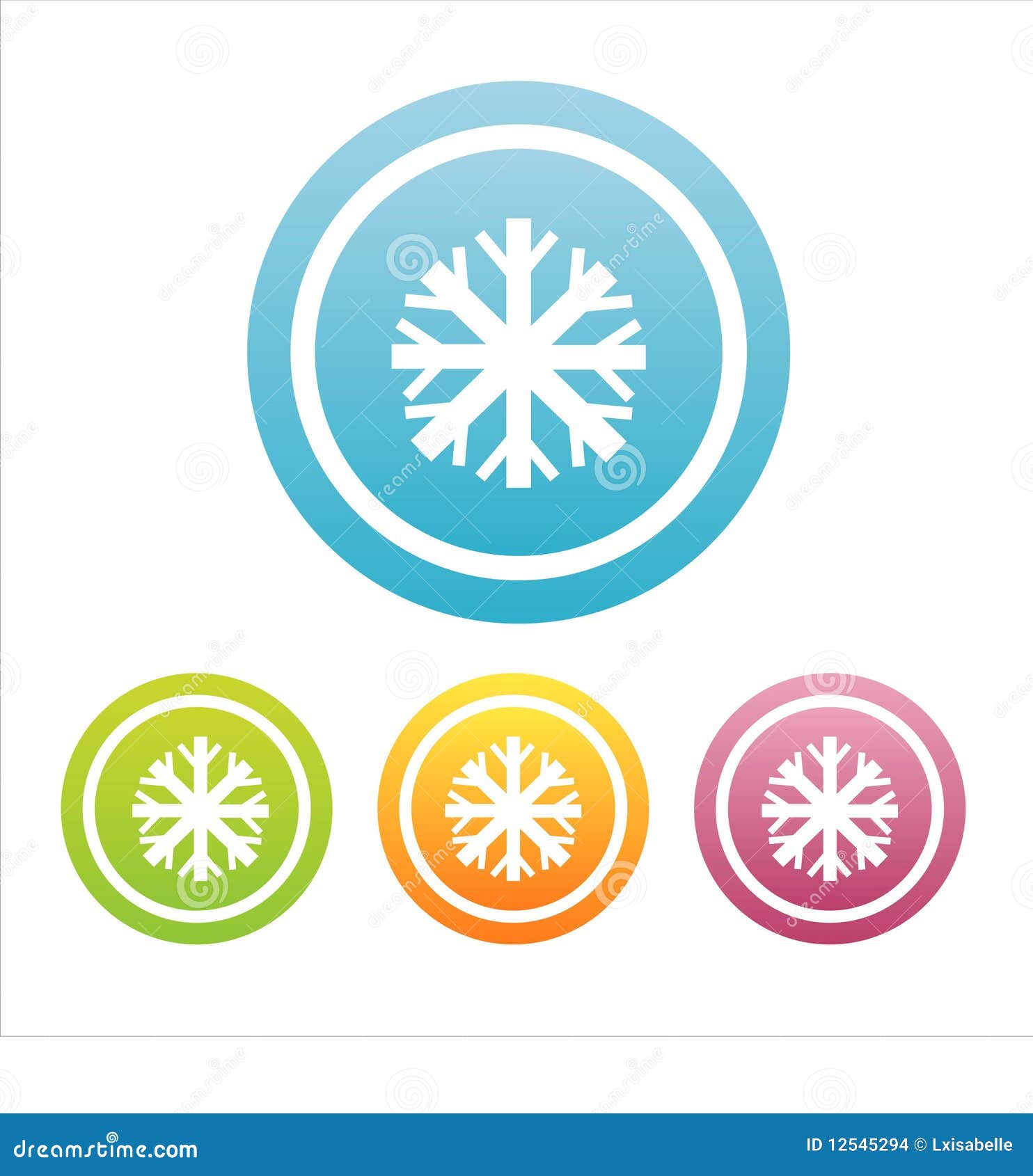 Set of 4 snowflakes signs stock vector. Illustration of snow - 12545294