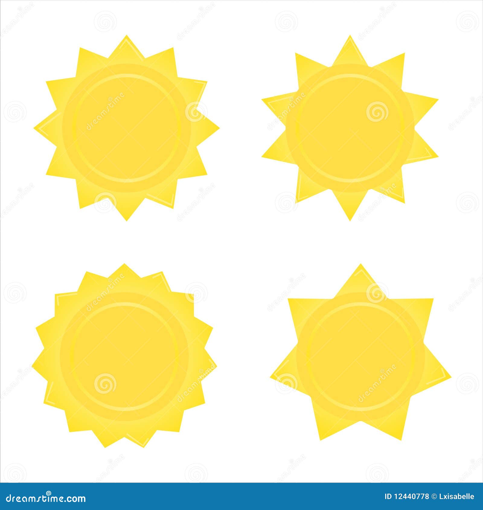 Set of 4 sun icons stock vector. Illustration of colorful - 12440778