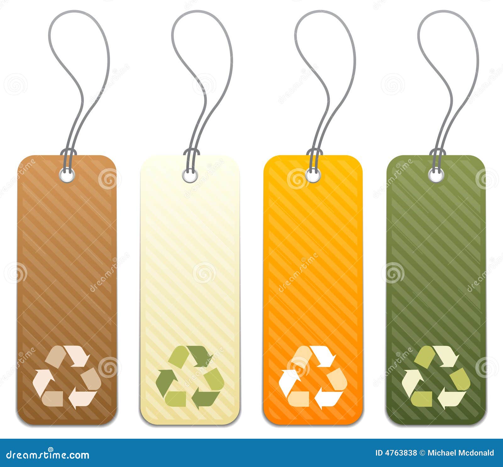 Set of 4 Tags with Recycling Icons Stock Vector - Illustration of globe ...