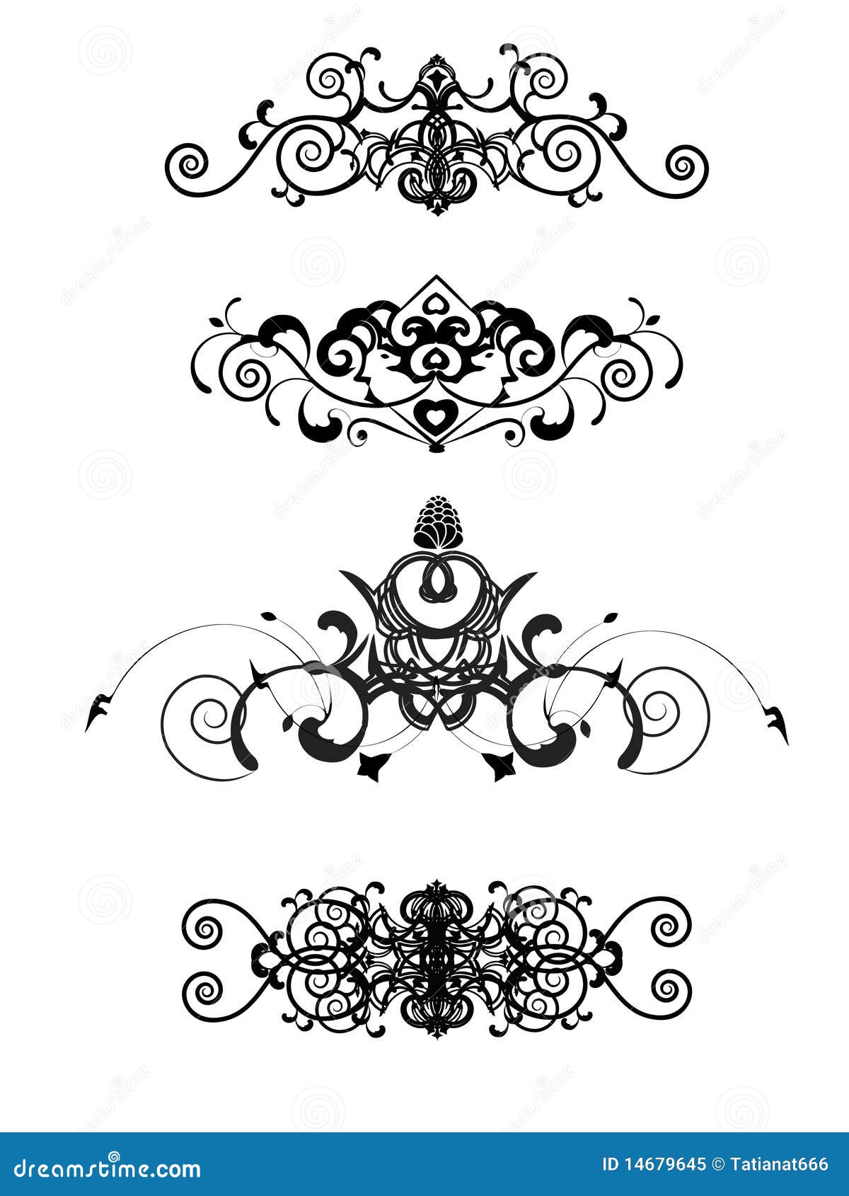 Set of 4 Vintage Decorative Headers Stock Vector - Illustration of ...