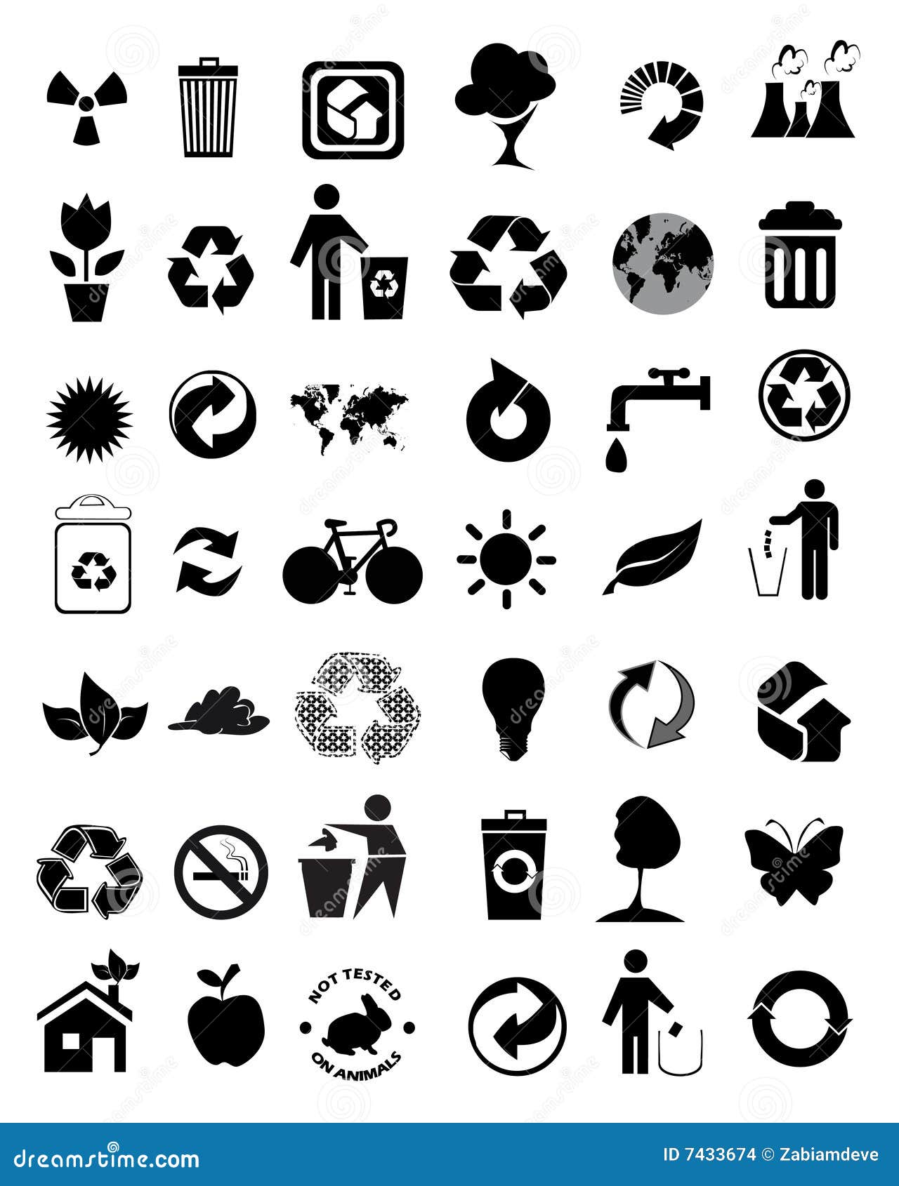 Set Of 42 Environmental Icons Editorial Stock Image - Illustration of ...