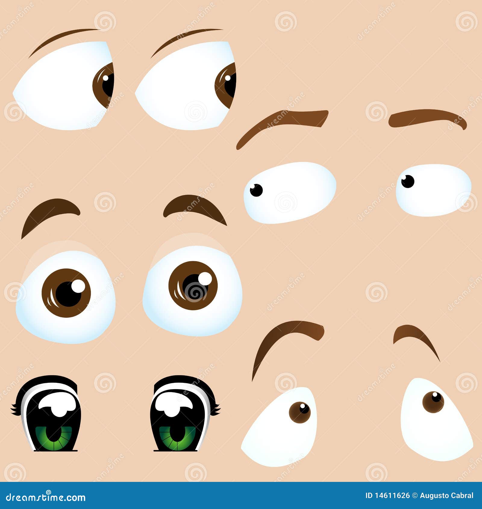 Set of 5 cartoon eyes. stock vector. Illustration of anime - 14611626