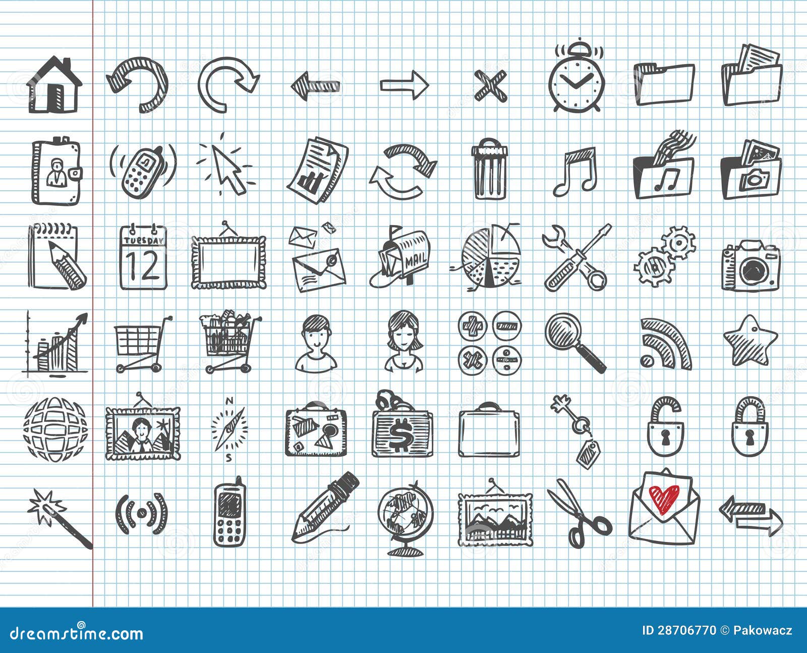 Doodle Icons Of Fruits And Vegetables Cartoon Vector | CartoonDealer ...