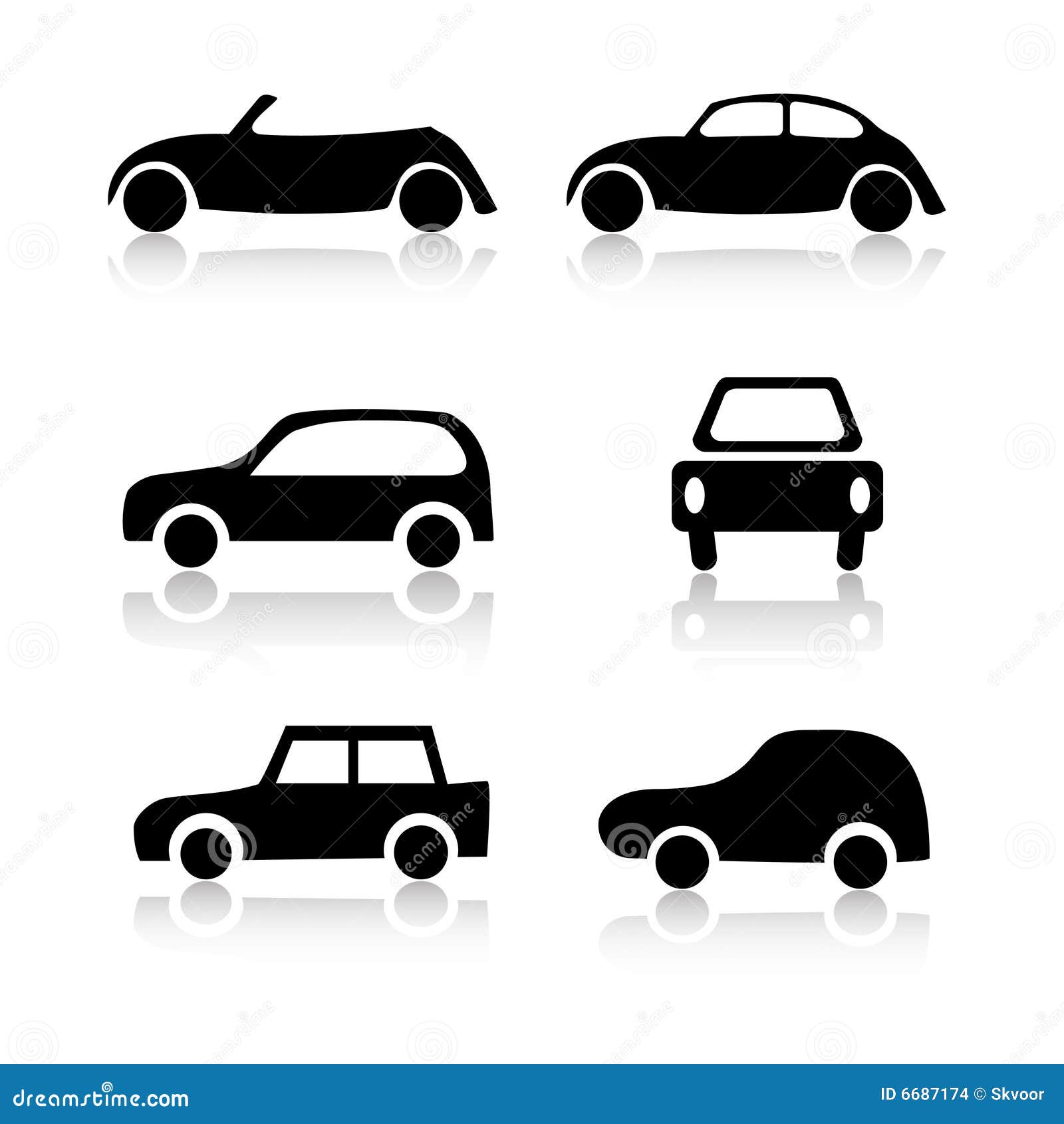 Set Of 6 Car Icons Stock Images - Image: 6687174