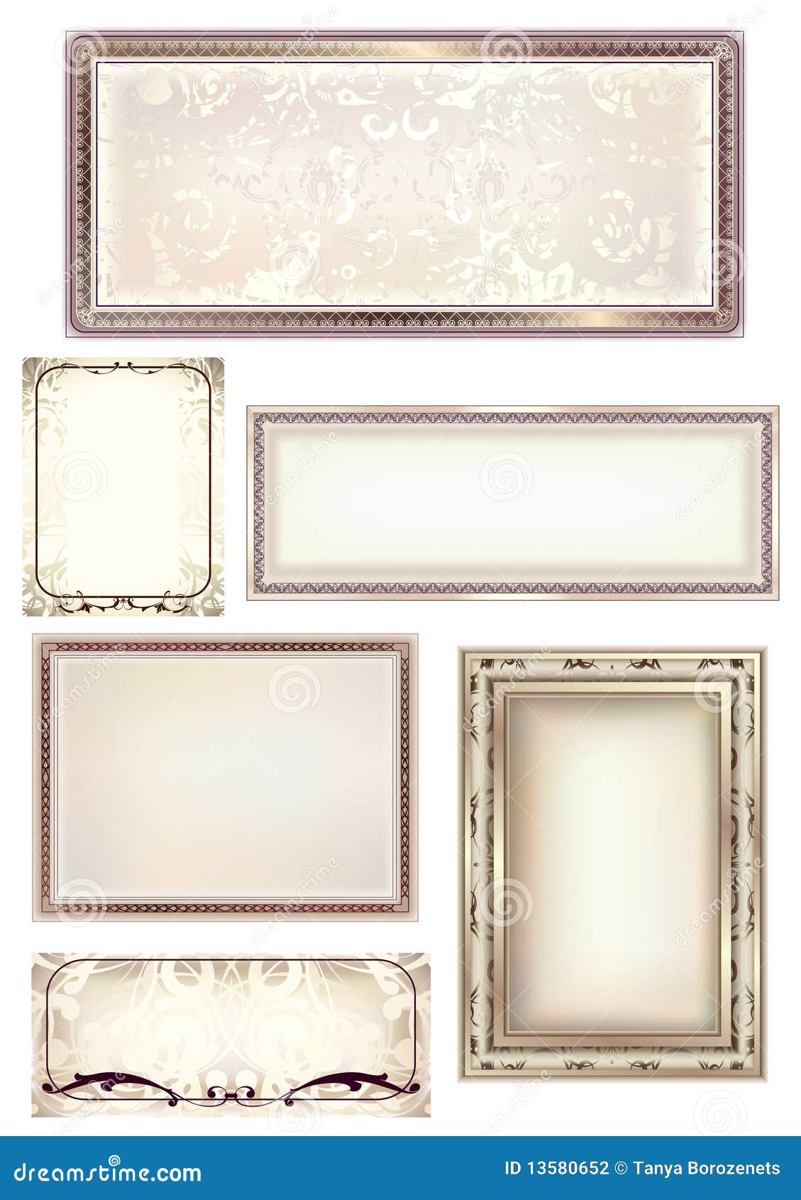 Set of 6 frames stock vector. Illustration of detail - 13580652